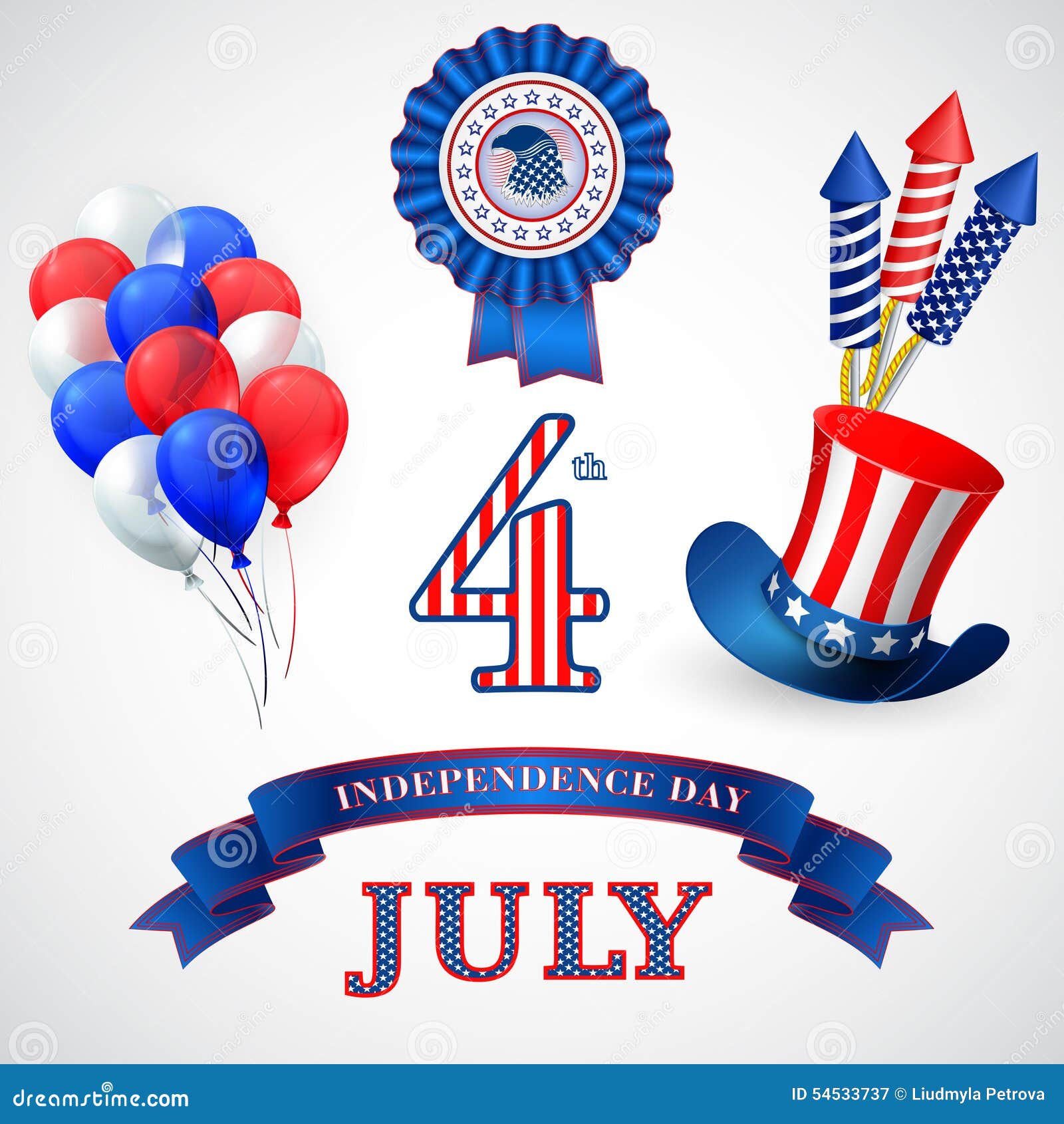Independence Day Holiday Symbols. Vector Stock Vector - Illustration of ...
