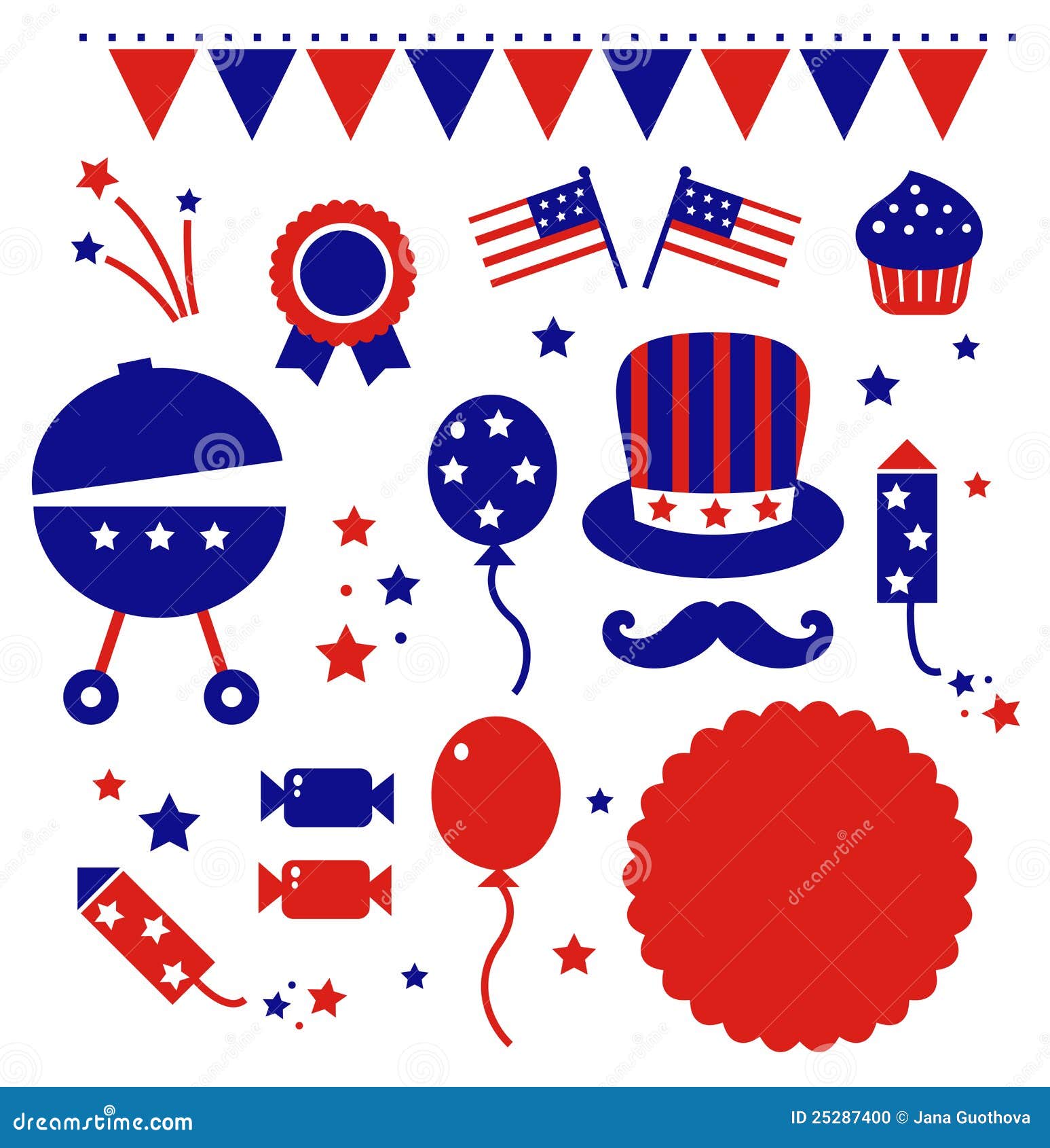 Independence Day Icons Isolated on White Stock Vector - Illustration of ...