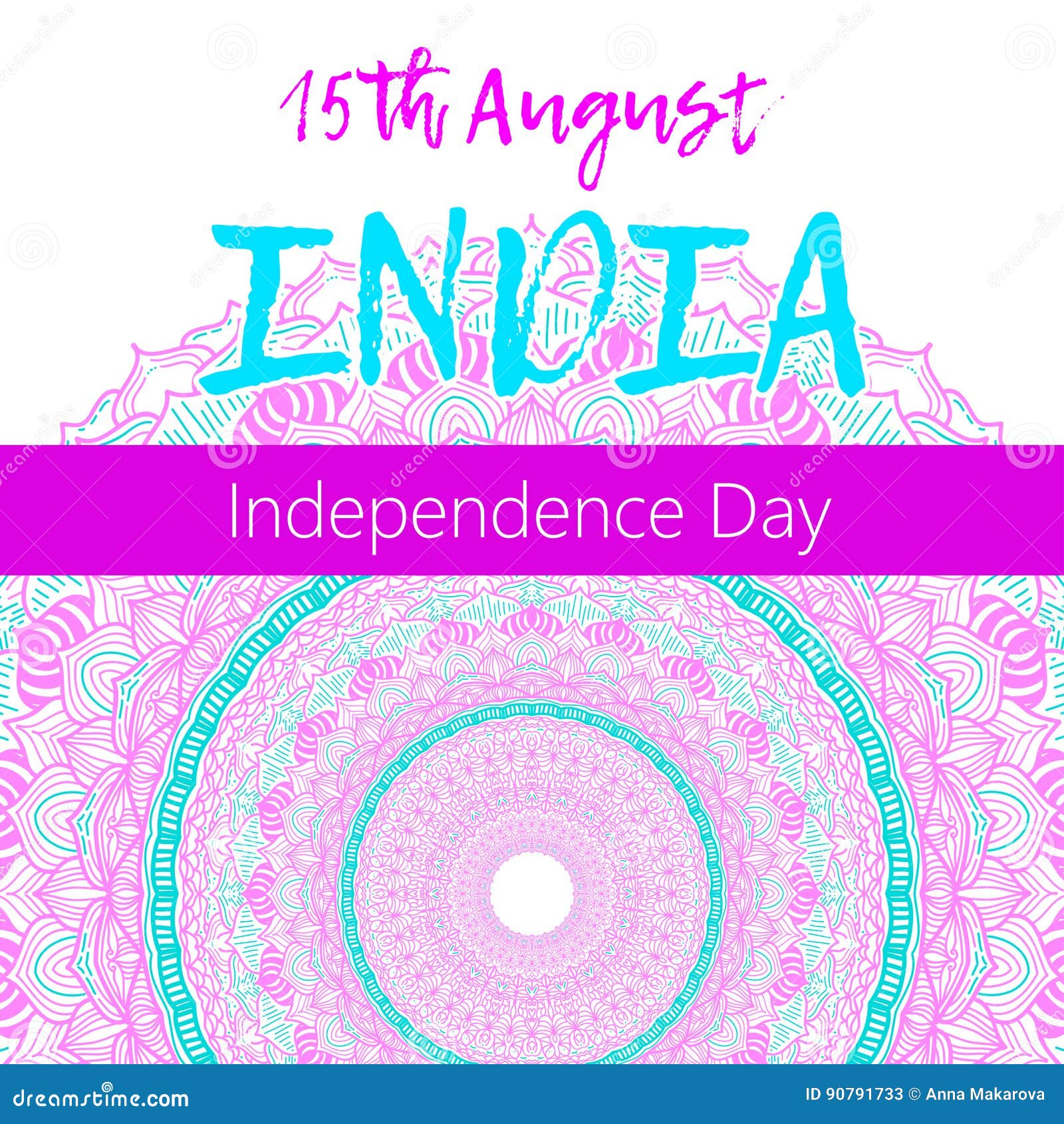 Independence Day Of India 15 Th Of August With Mandala Stock