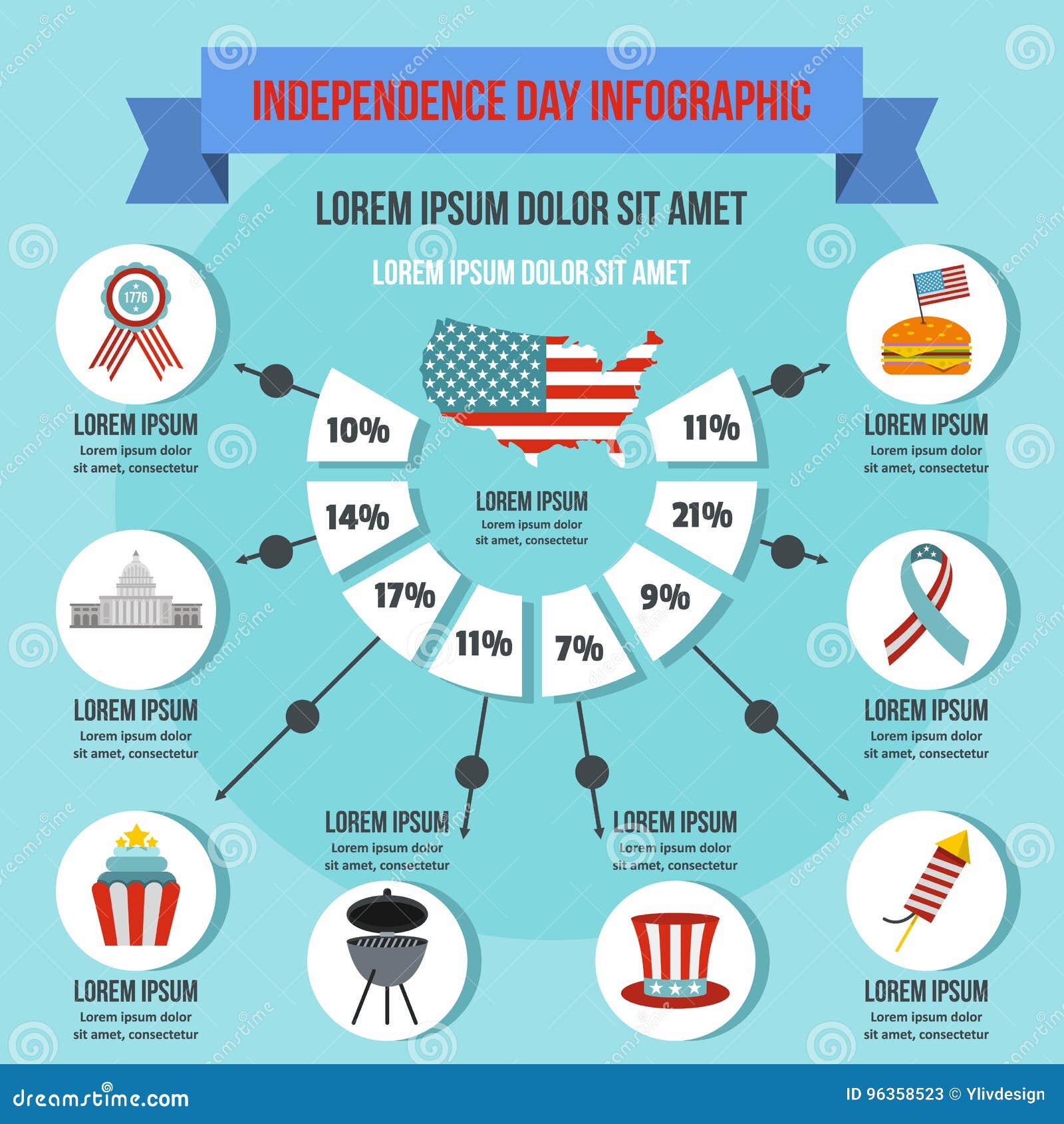 Independence Day Infographic Concept, Flat Style Stock Vector ...