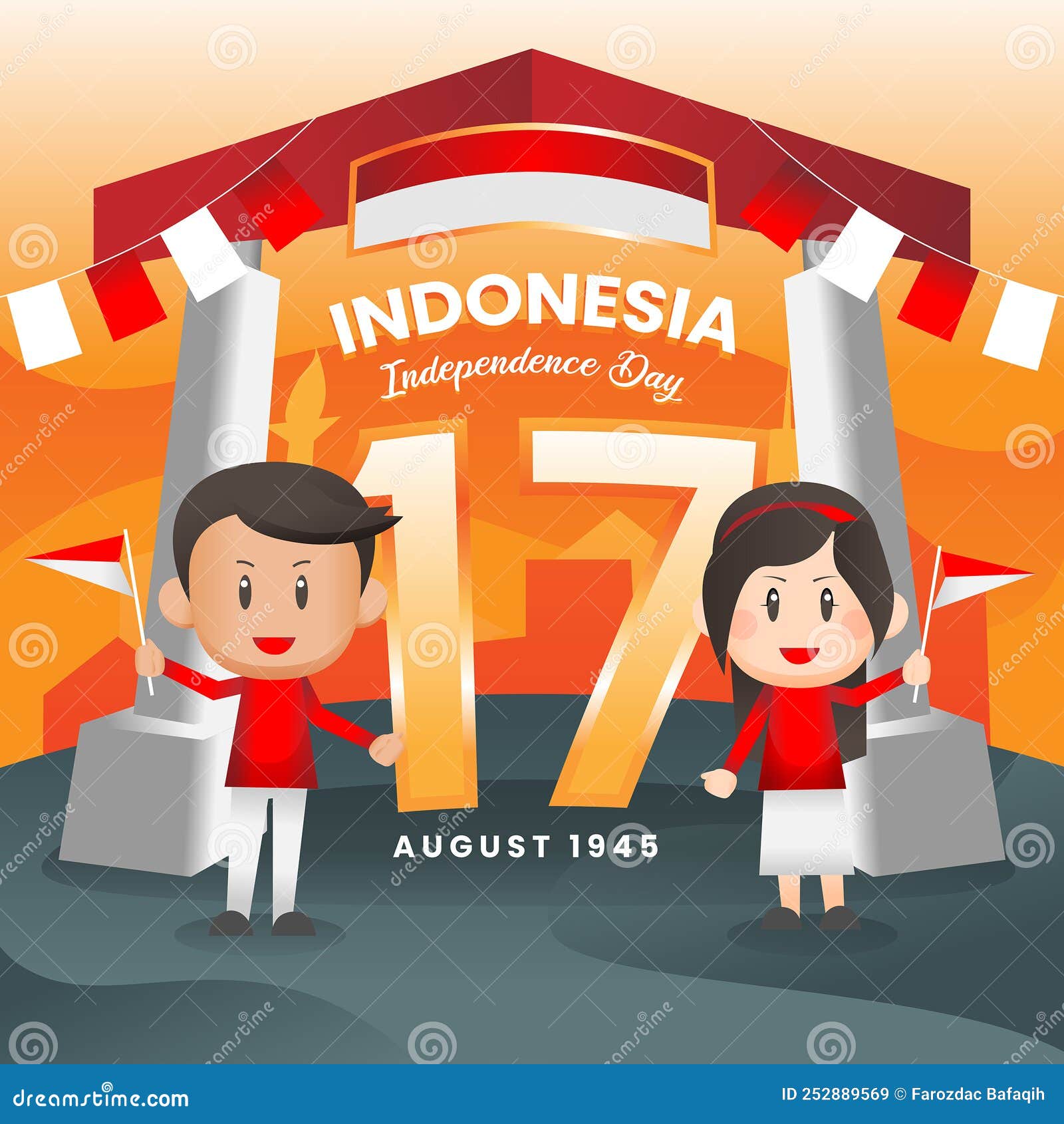 Independence Day Merdeka Couple Celebrate Cartoon Vector ...