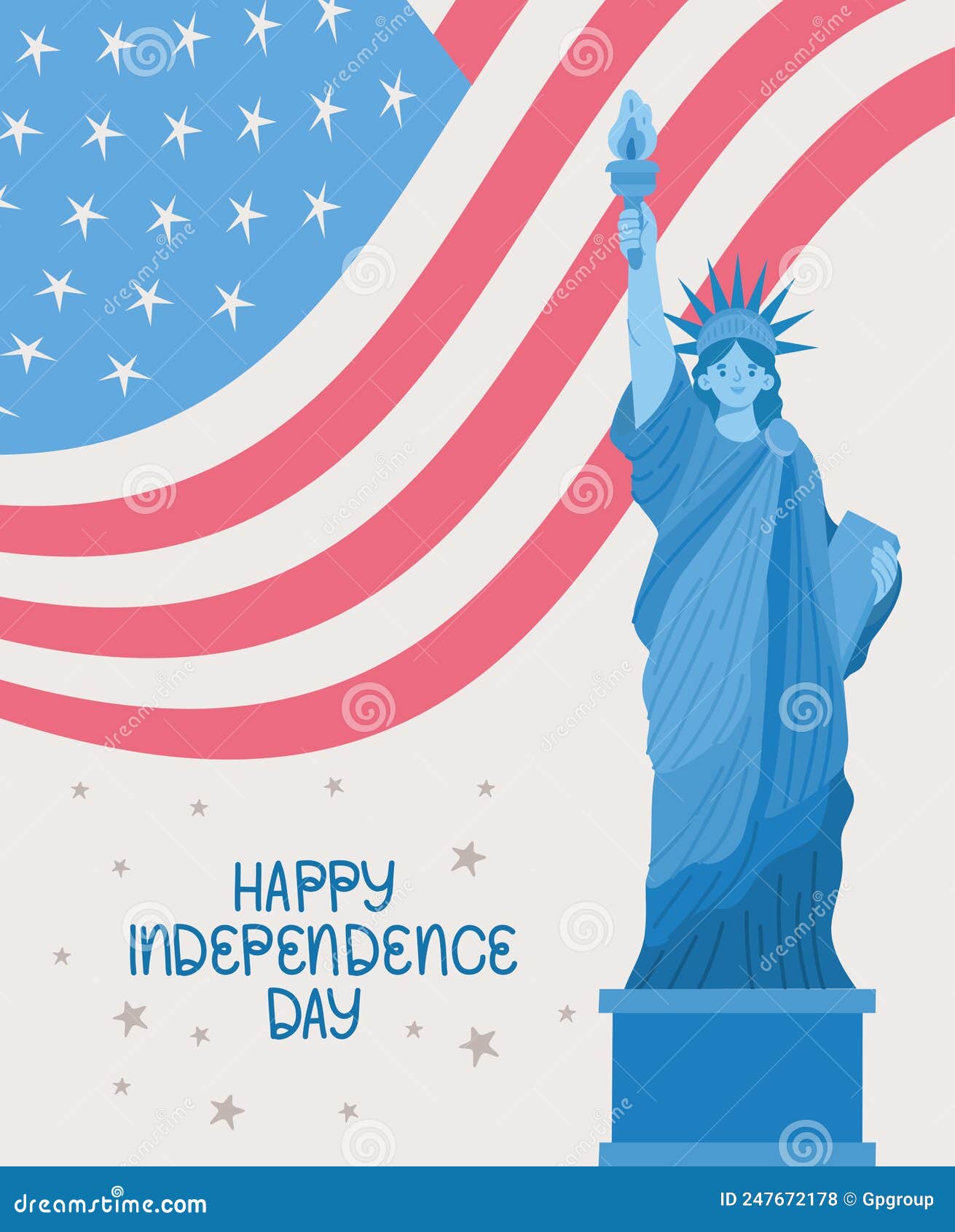 Independence Day with Liberty Statue Stock Vector - Illustration of ...