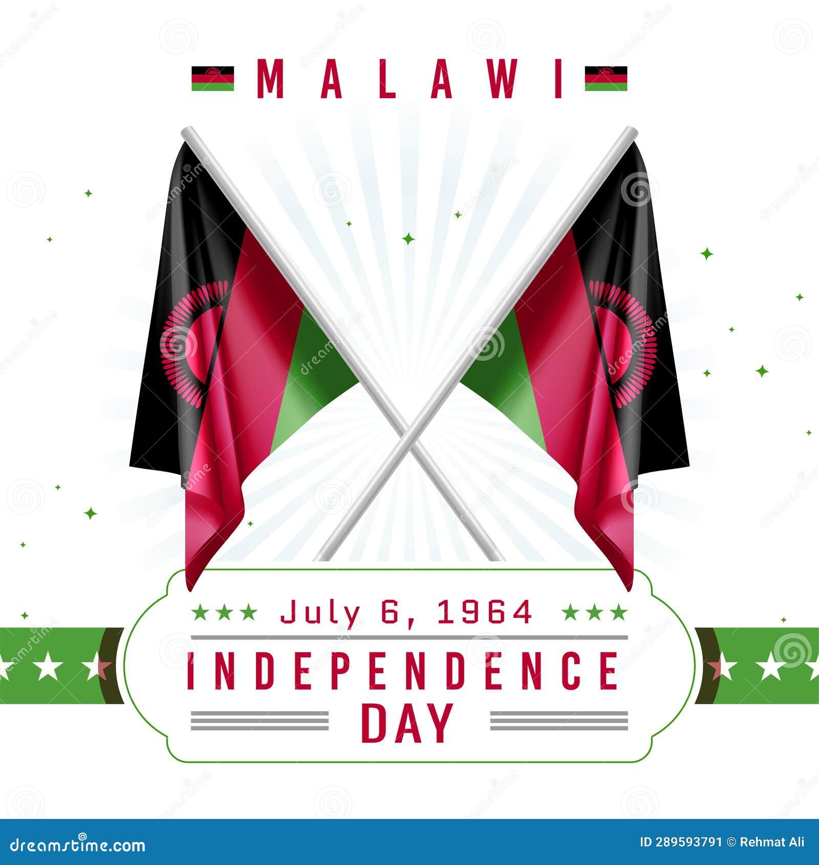 Independence Day of Malawi with Flag Stock Illustration - Illustration ...