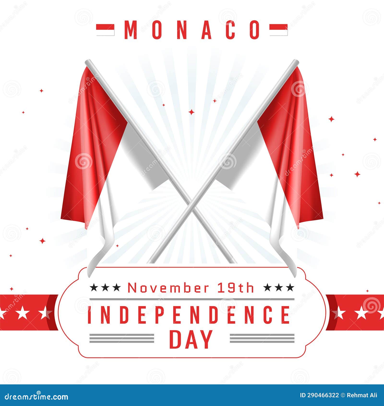 Independence Day of Monaco with Flag Stock Illustration - Illustration ...