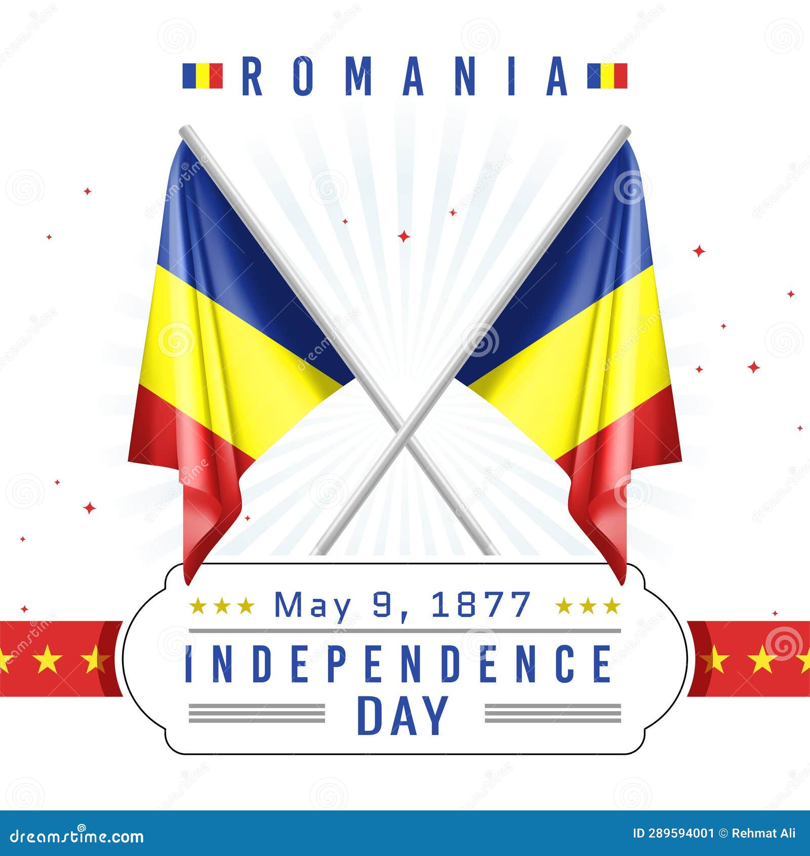 Independence Day of Romania with Flag Stock Illustration - Illustration ...