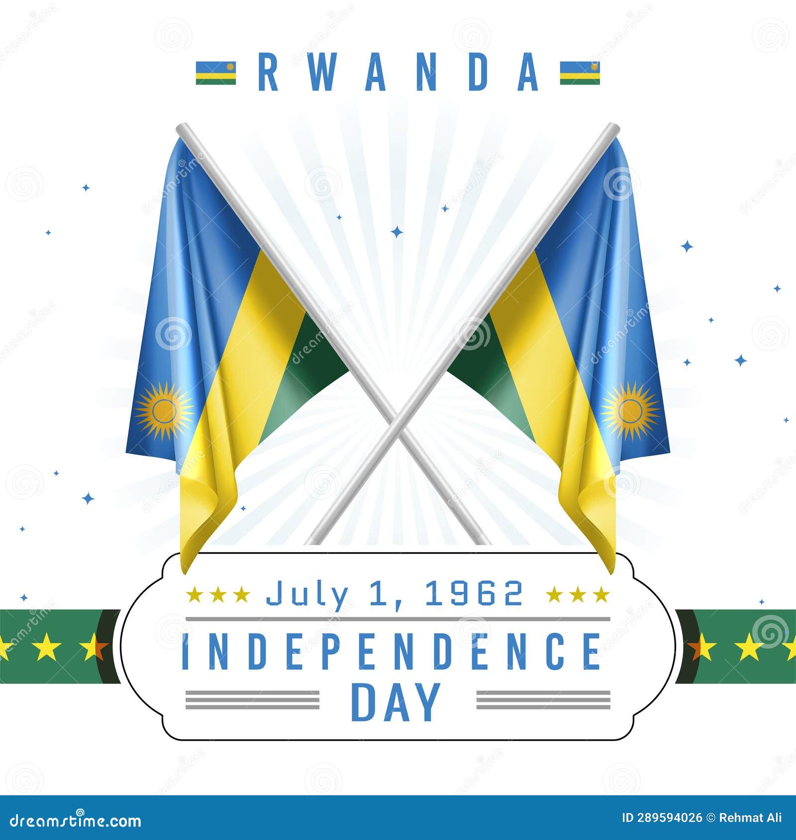 Independence Day of Rwanda with Flag Stock Illustration - Illustration ...