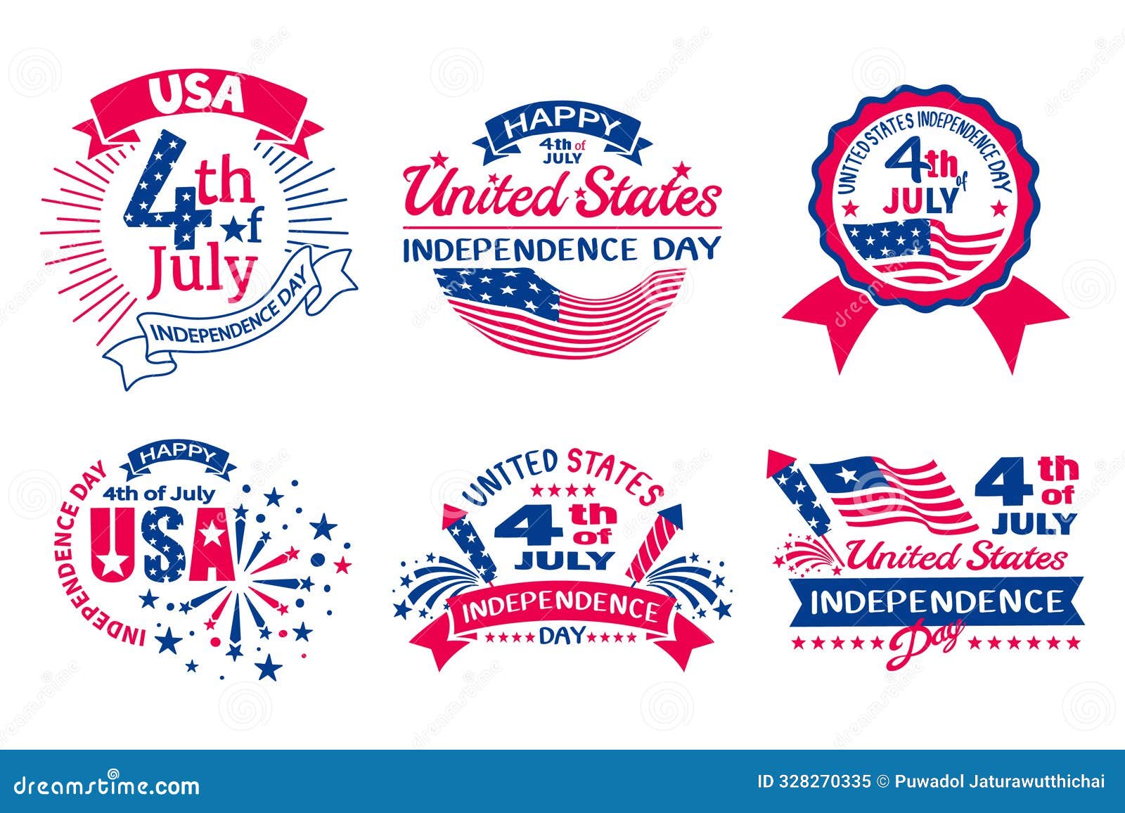 Independence Day 4th of July . Set of Various America Badges and ...