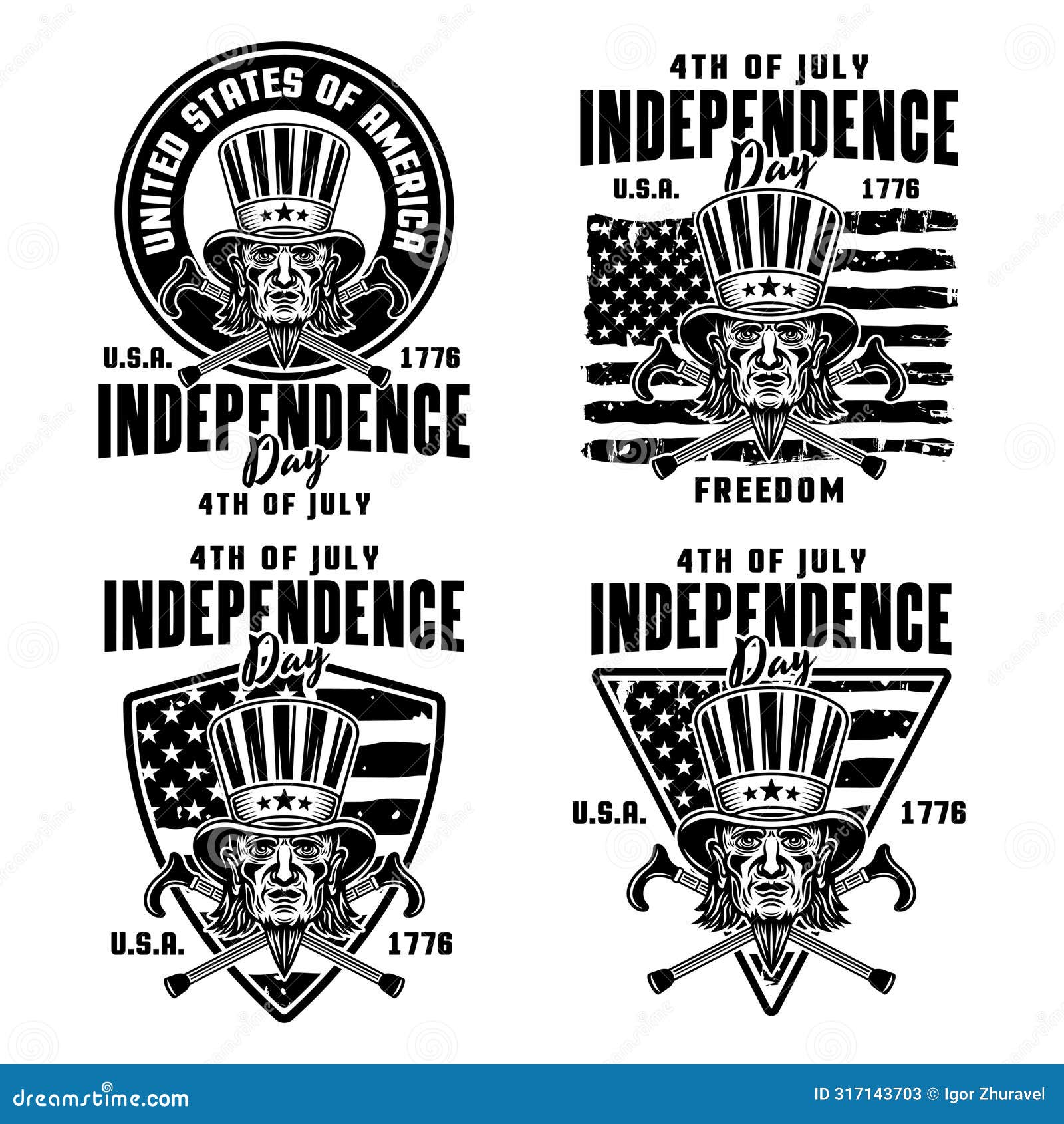 Uncle Sam Head Vector, Man In Cylinder Hat With Goatee Beard And Two ...