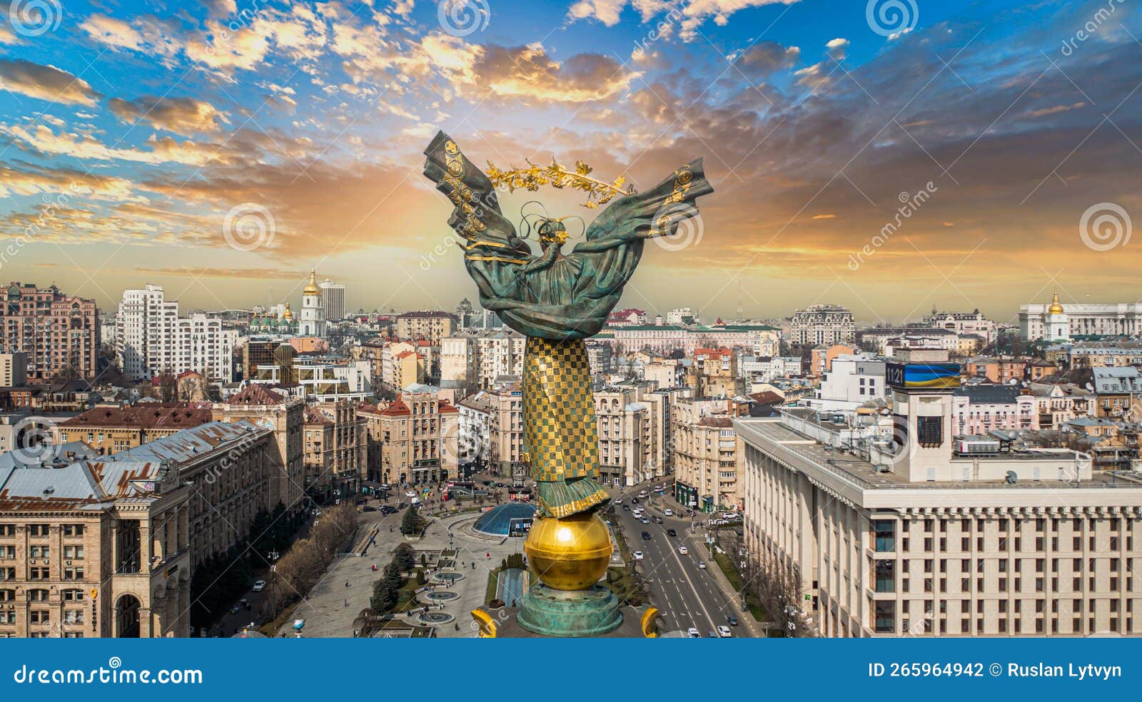 Independence Monument in Kyiv. View from Drone Stock Photo - Image of ...