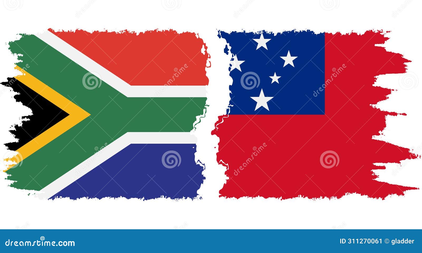 Independent State and South Africa Grunge Flags Connection Vector Stock ...