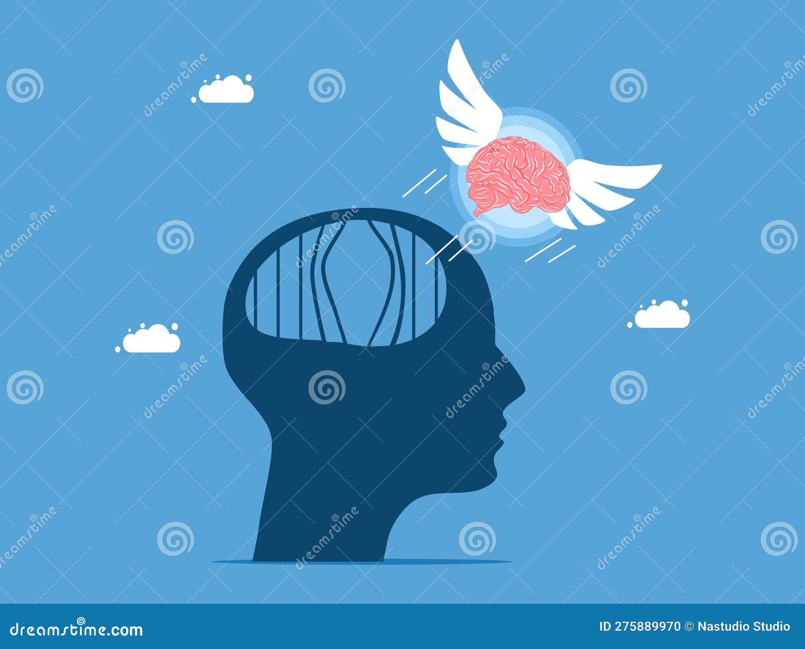 Independent Thinking. Brain Escape from Brain Prison Stock Vector ...