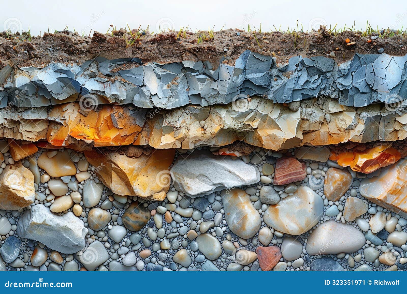 An InDepth CrossSection Depicting Various Geological Layers and Rock ...