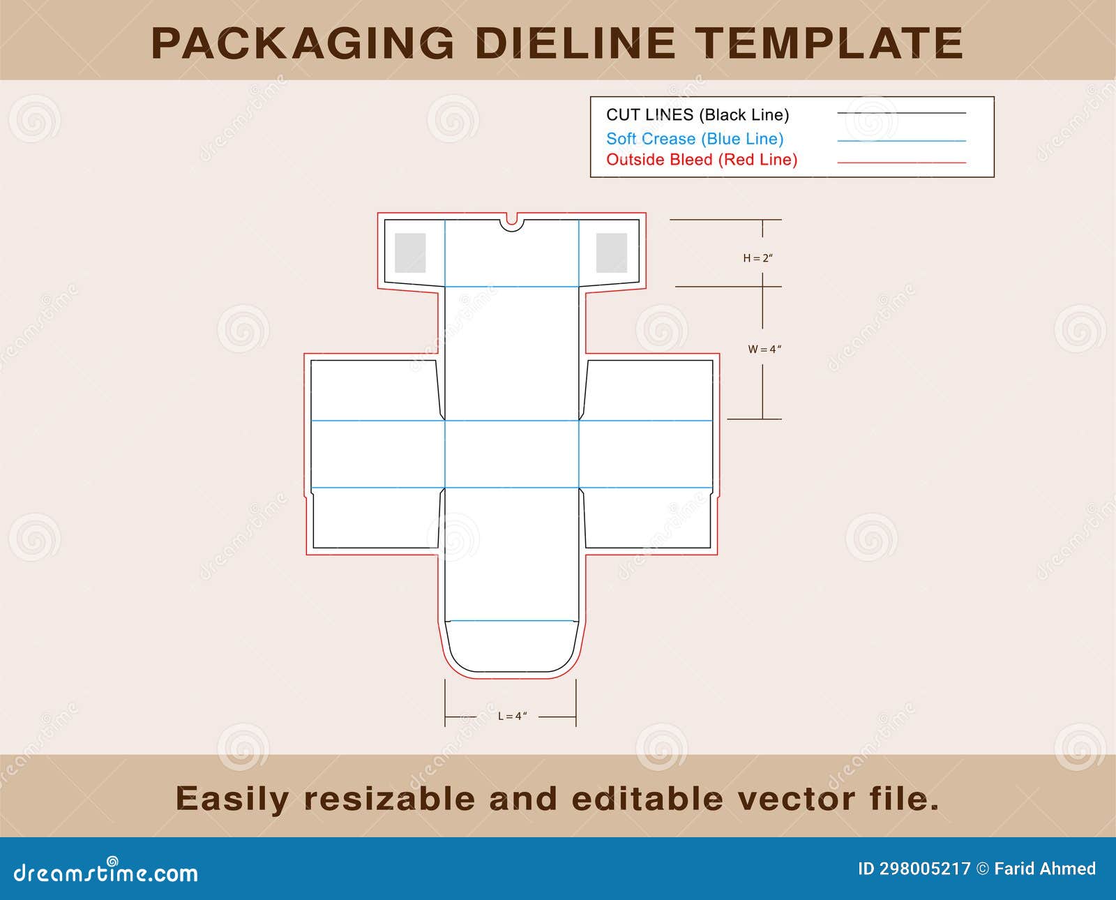 Indestructo Tuck End Box Dieline Template Stock Illustration ...