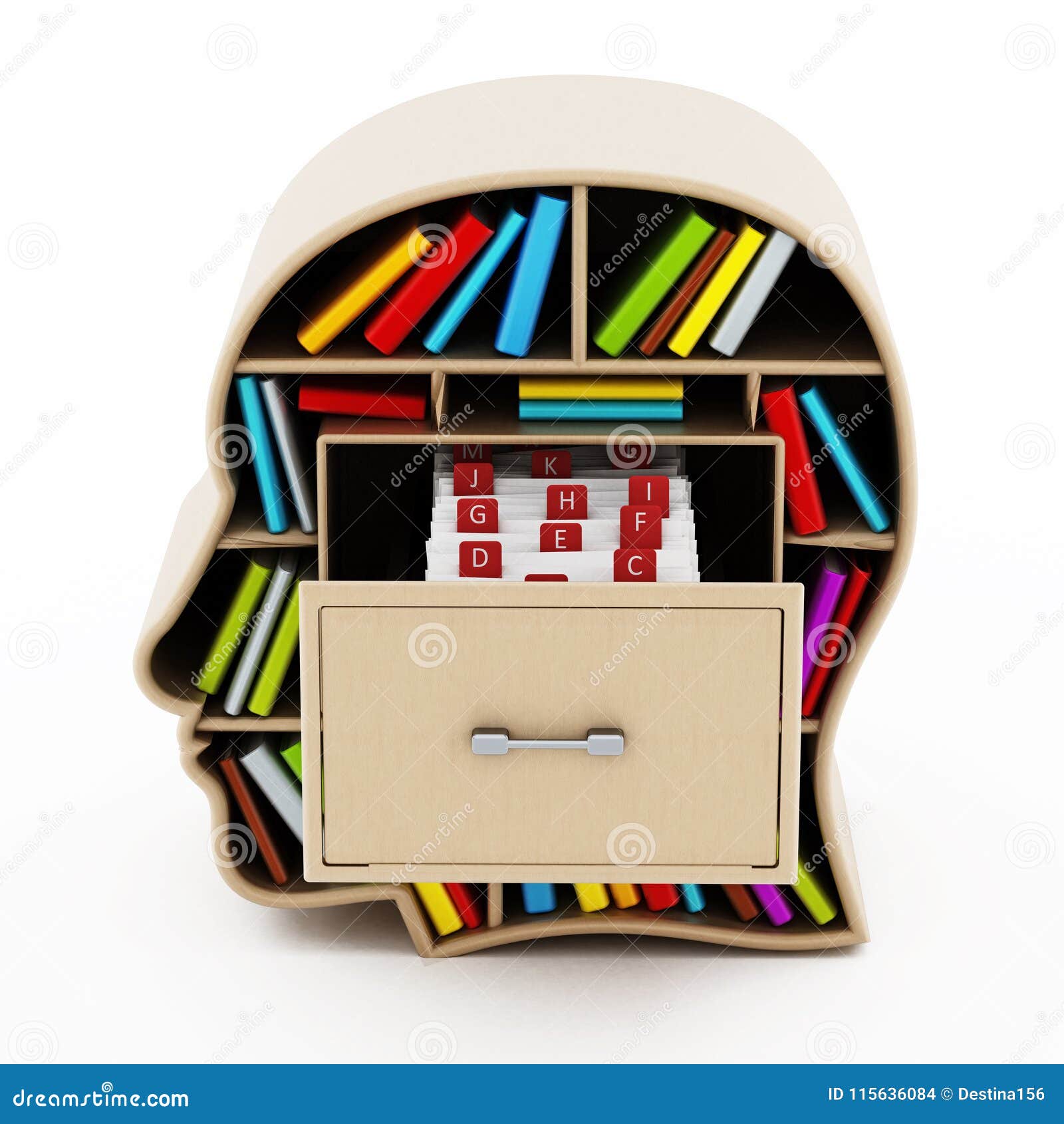 Index Card Catalogue Inside Head Library Drawer. 3D Illustration Stock ...