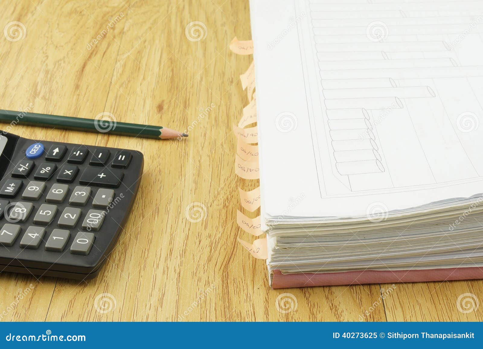 Index Document Sales Receipt with Calculator and Pencil Stock Image ...