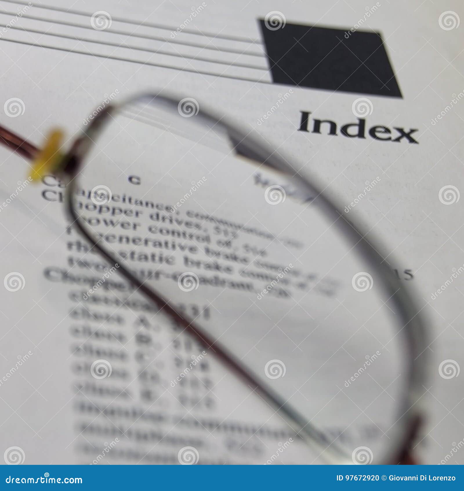 Index, Electronic Engineering Book Reading with Glasses on Open Page ...