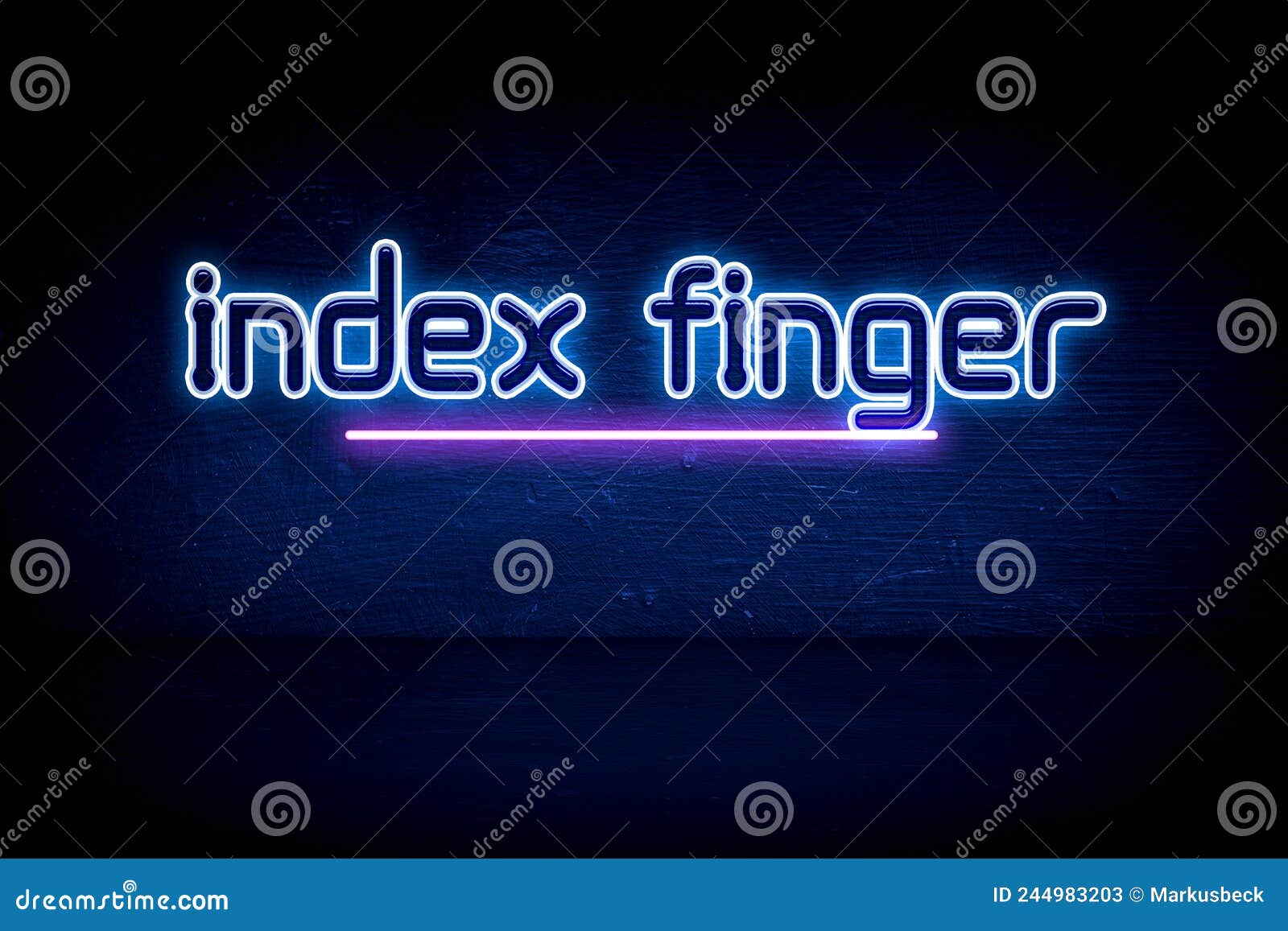 Index Finger - Blue Neon Announcement Signboard Stock Image - Image of ...