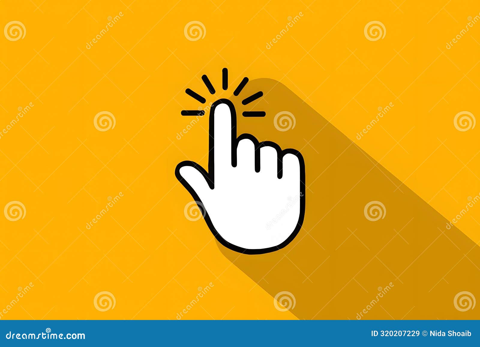 Index Finger Icon with Spark on Yellow Background, Symbolizing ...