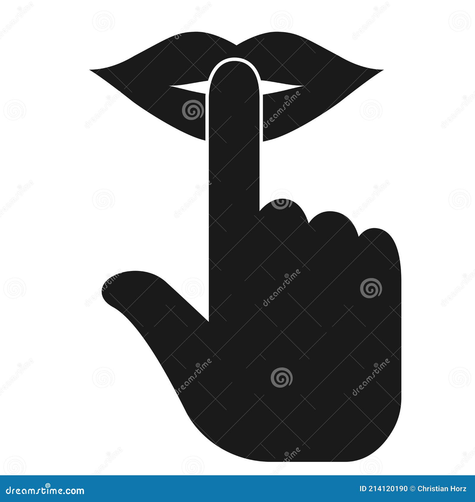 Index Finger on Lips or Mouth Icon, Be Quiet or Silent Symbol Stock ...