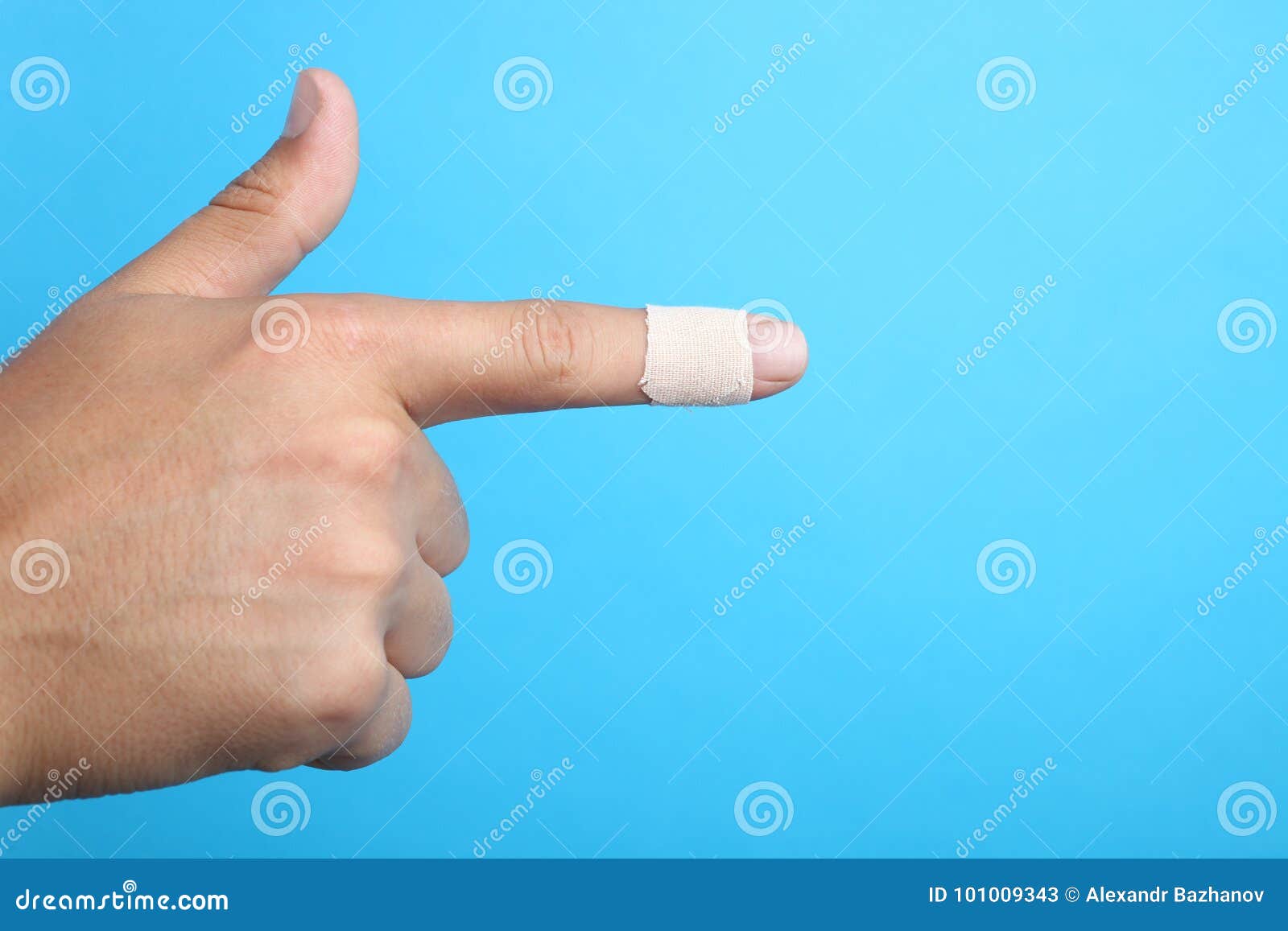 Finger with a plaster stock image. Image of injury, blue - 101009343