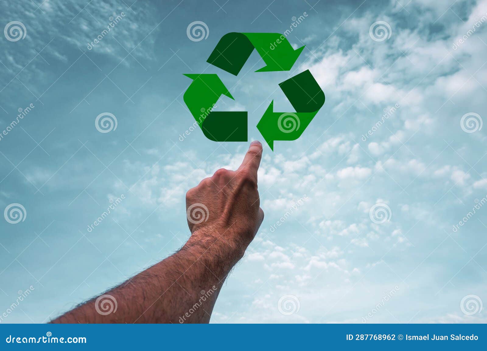 Index Finger Pointing To the Recycling Symbol Stock Photo - Image of ...