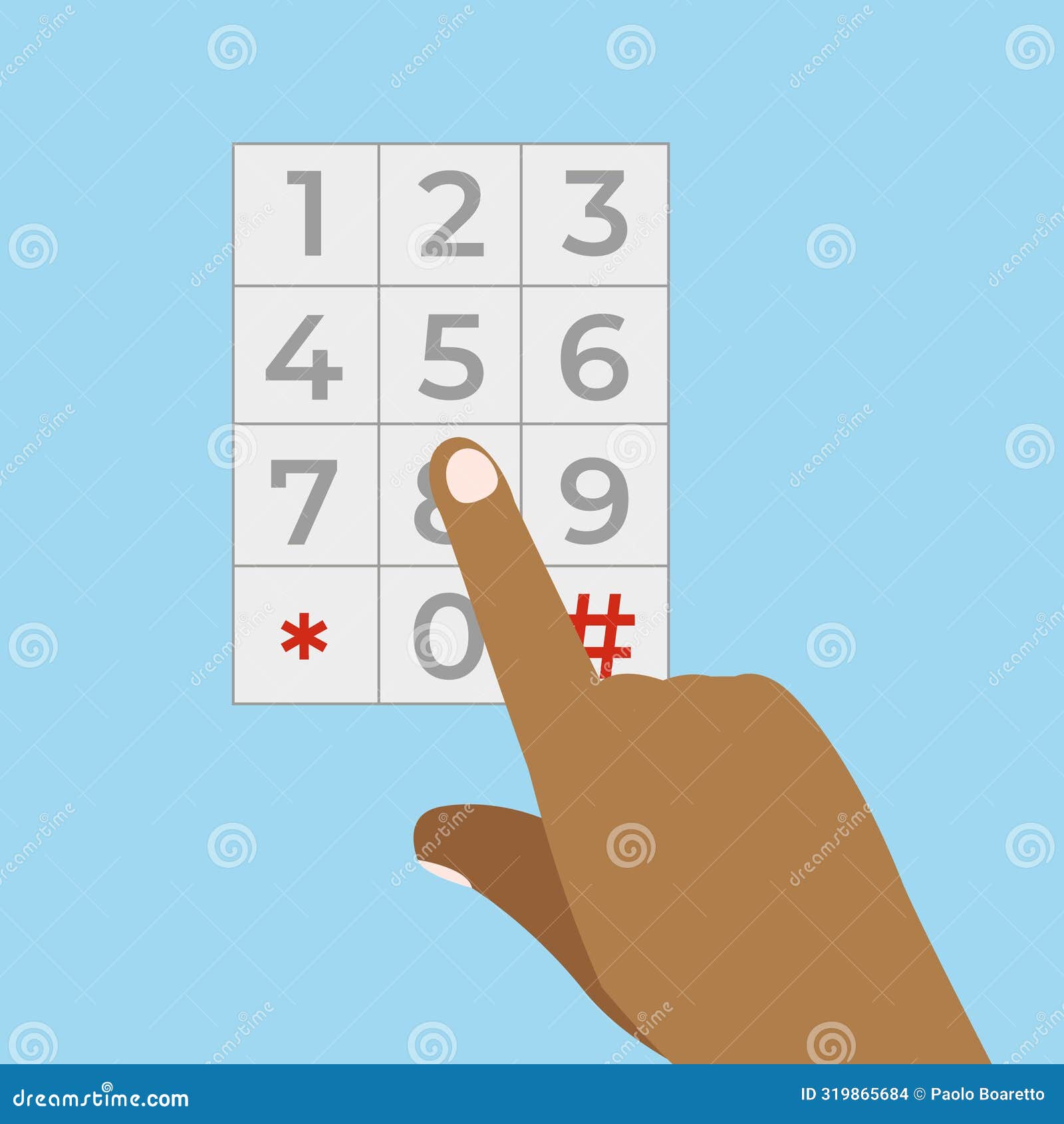 Index Finger Pressing Key Number on Keyboard Machine. Hand Pressing ...