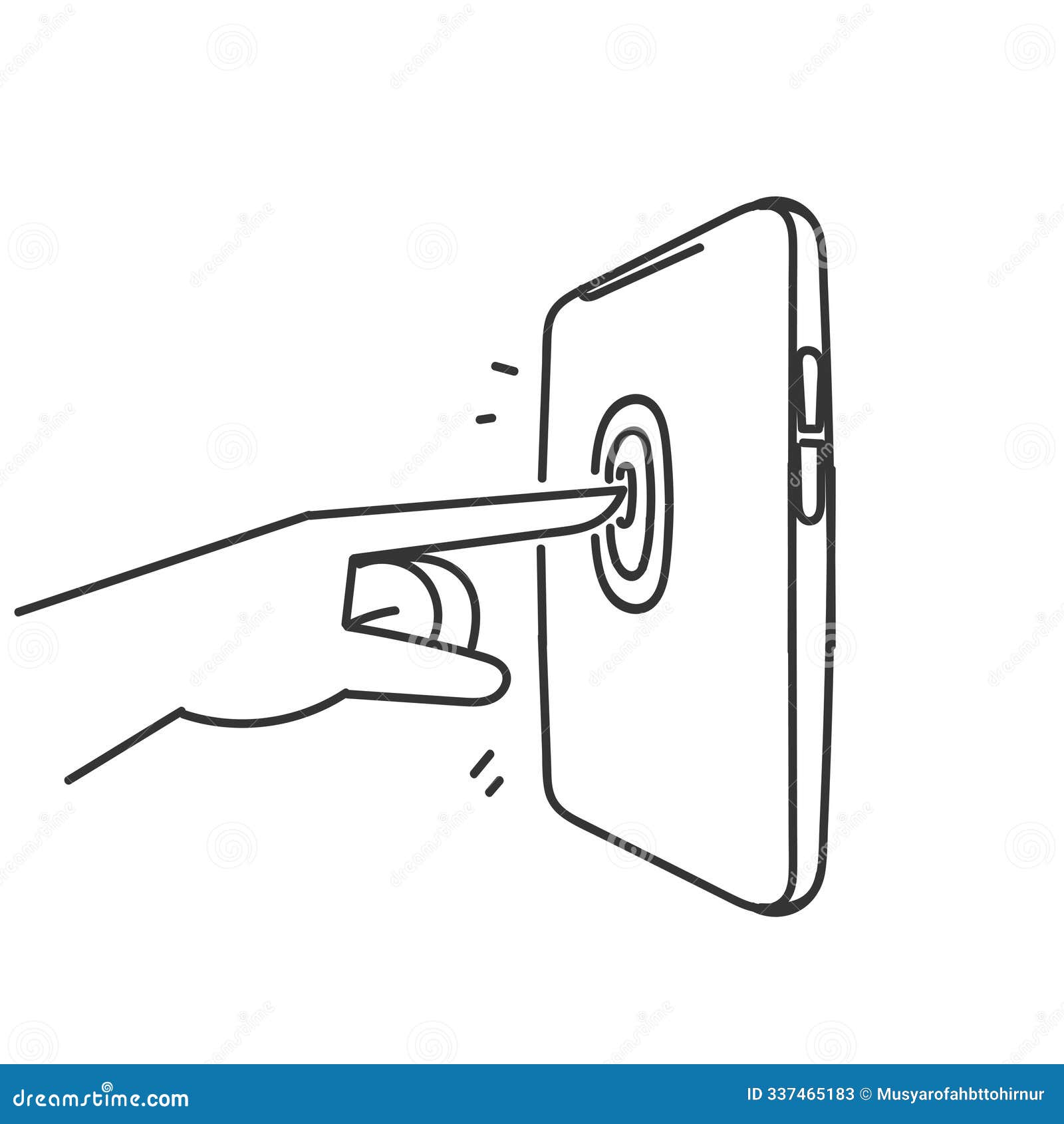 Index Finger Pressing the Touch Screen on Device in Hand Drawn Style ...