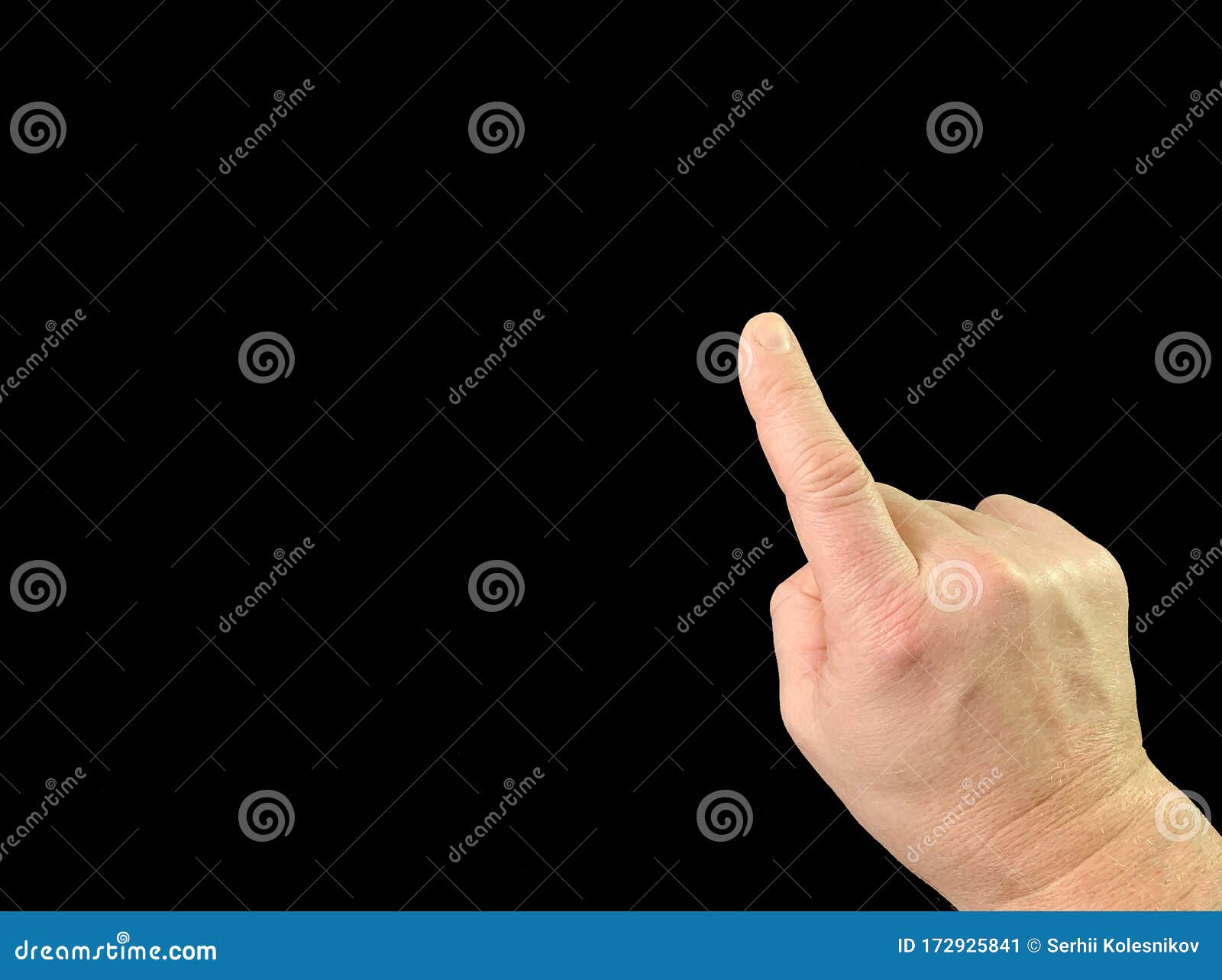 The Index Finger Pushes the Button from the Inside. Finger Touch To ...