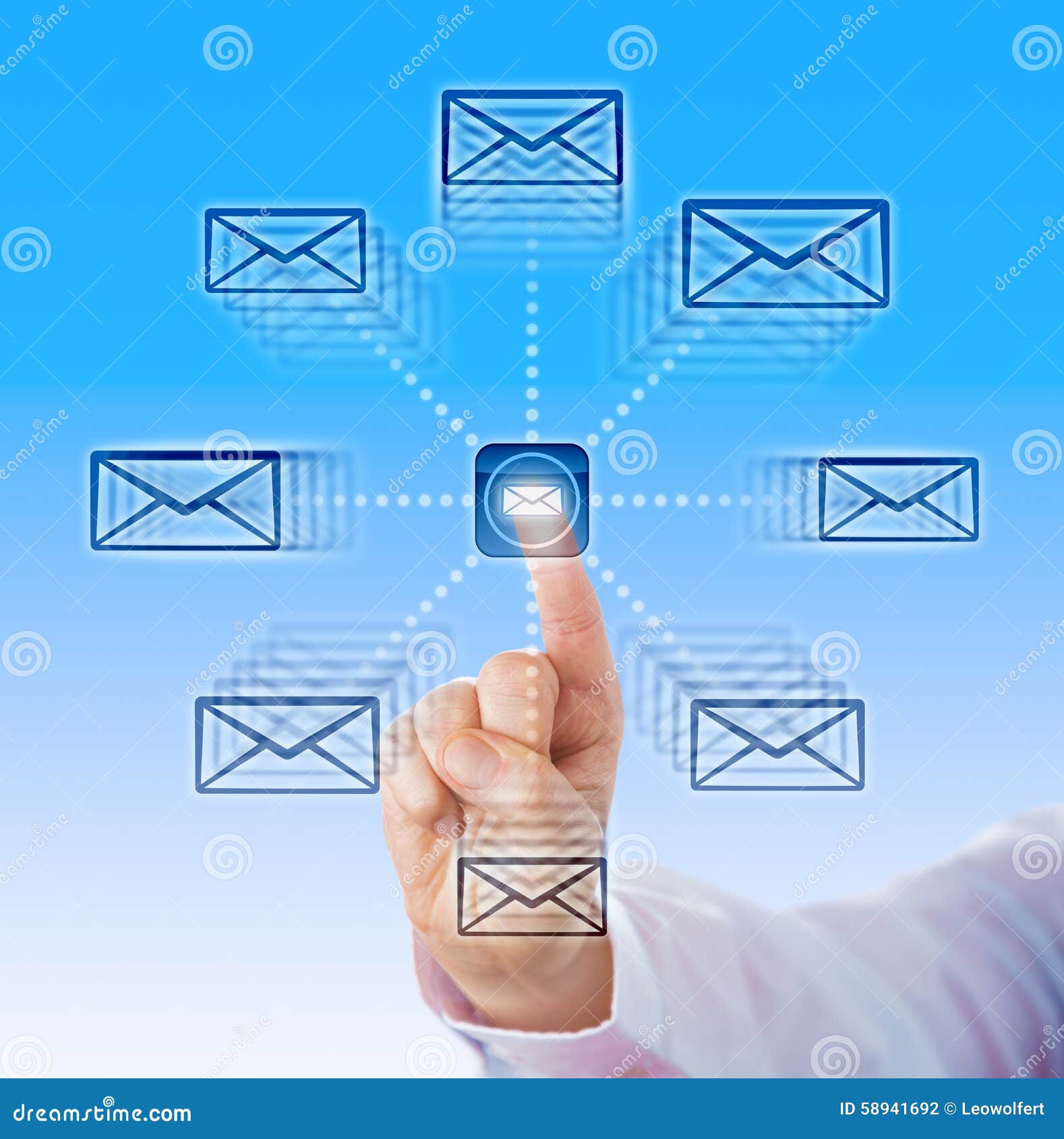 Index Finger Sending Email Icons into Cyber Space Stock Photo - Image ...