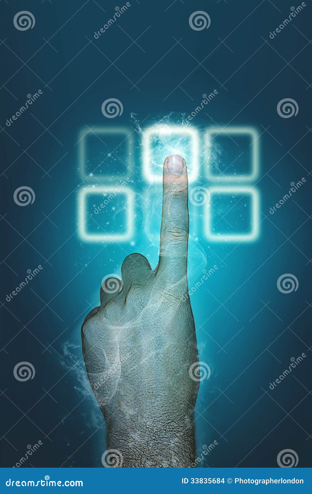 Index Finger Using a Touch Screen Keypad Stock Photo - Image of button ...