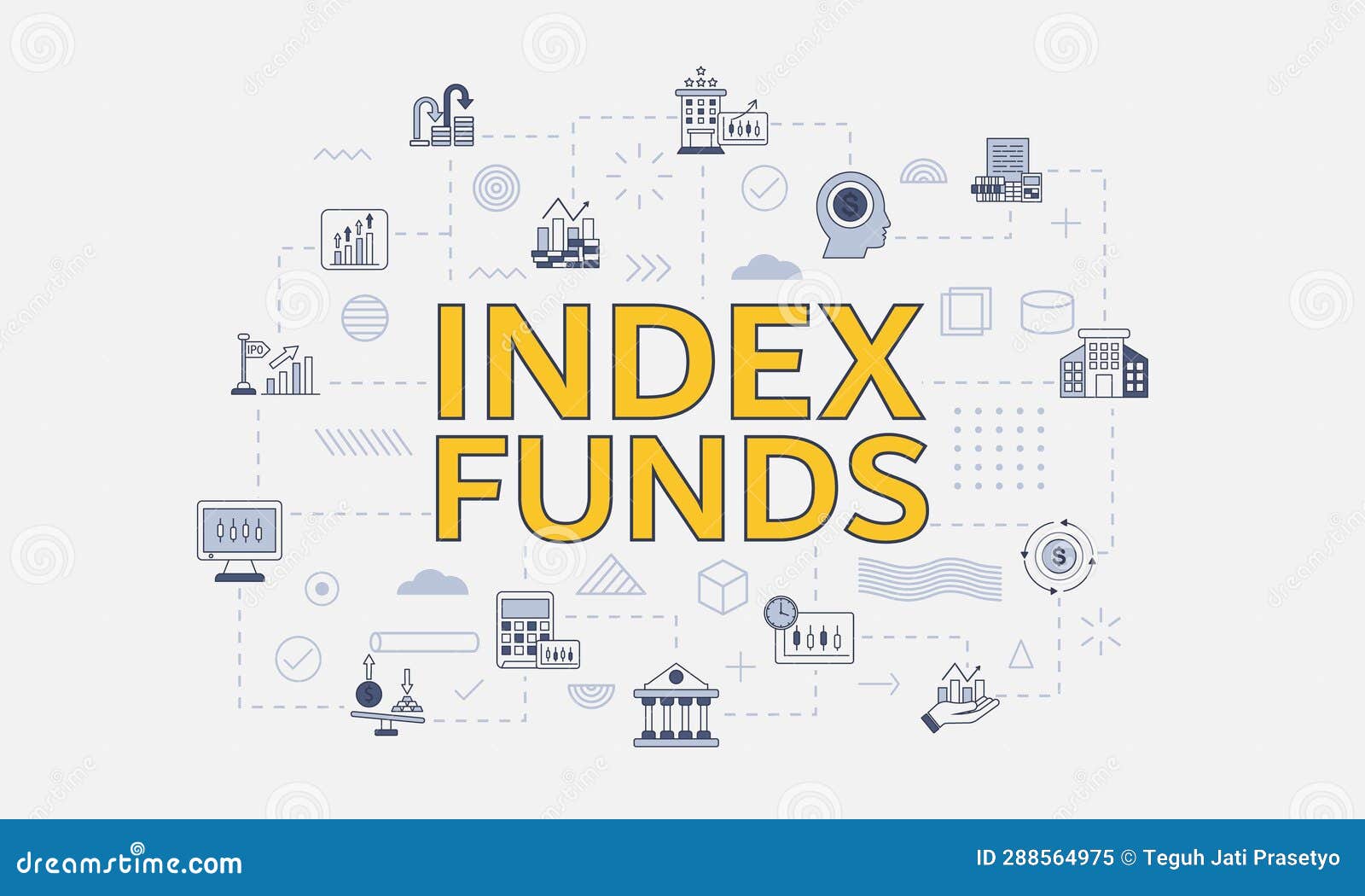 Index Funds Concept with Icon Set with Big Word or Text on Center Stock ...