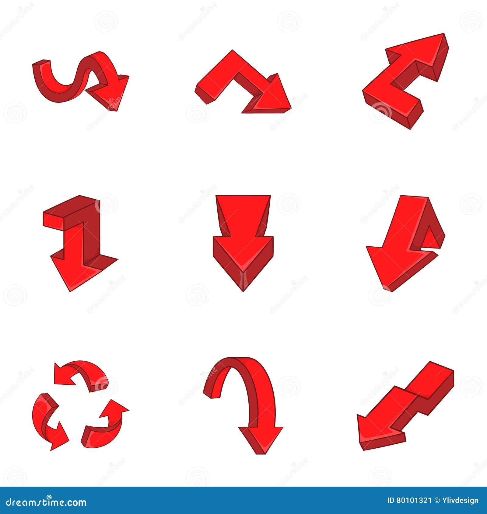 Index Icons Set, Cartoon Style Stock Vector - Illustration of direction ...