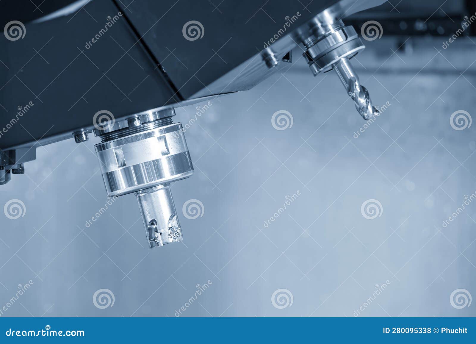 The Indexable Tool and Flat End Mill in the Tool Magazine Stock Photo ...