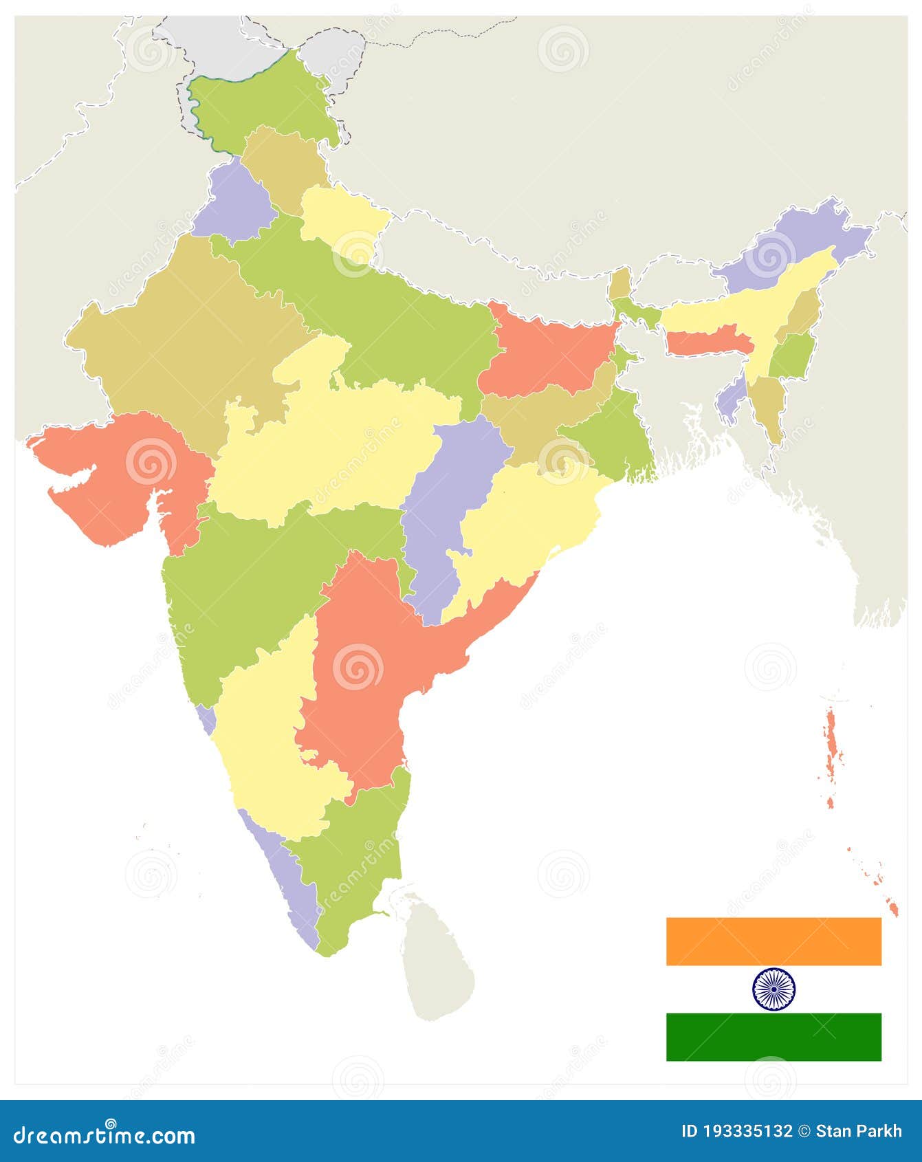 India Administrative Map. No Text Stock Vector - Illustration of india ...
