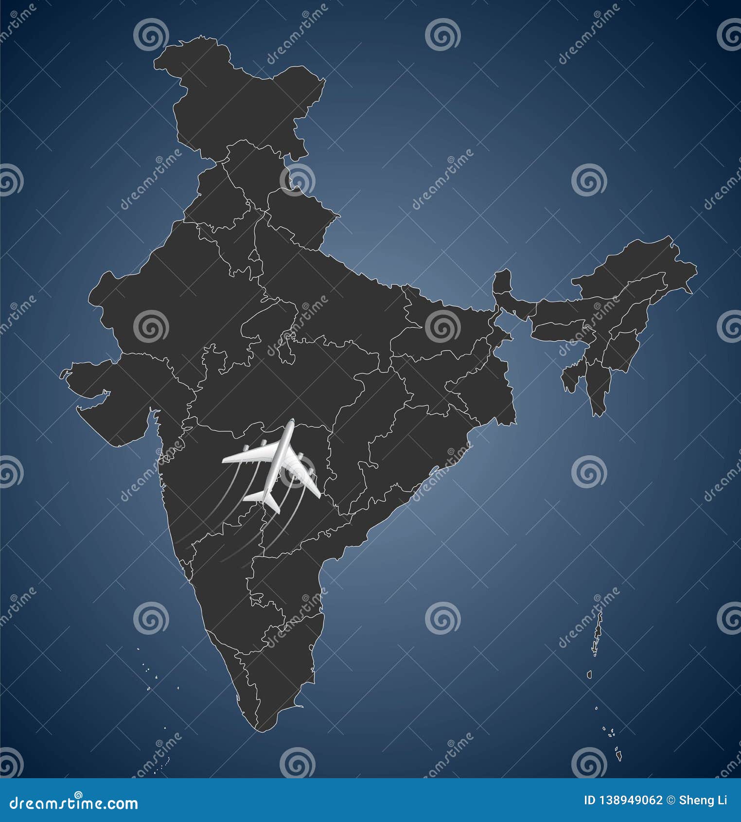 India Airline, Fly To India, Map Stock Vector - Illustration of boeing ...