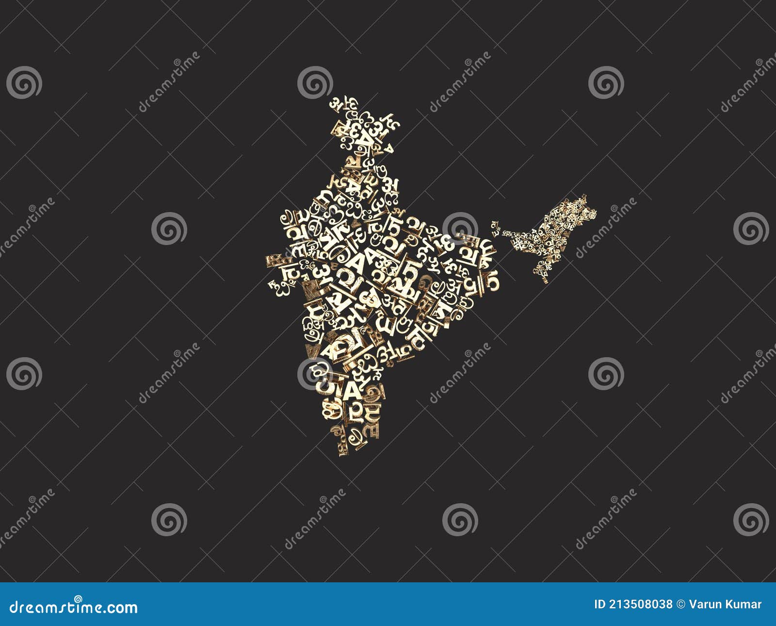 India Alphabet Language Map Presentation 3D Render Stock Illustration ...