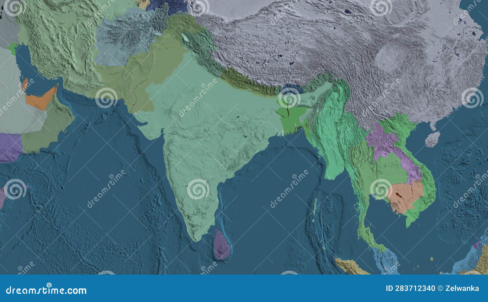India Area. Administrative Map Stock Illustration - Illustration of ...