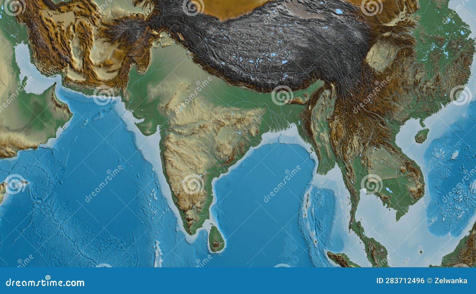 India area. Relief map stock illustration. Illustration of bhutan ...