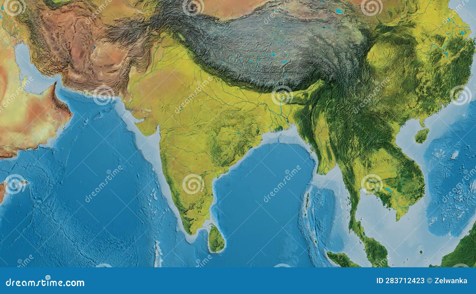 India Area. Topographic Map Stock Illustration - Illustration of ...