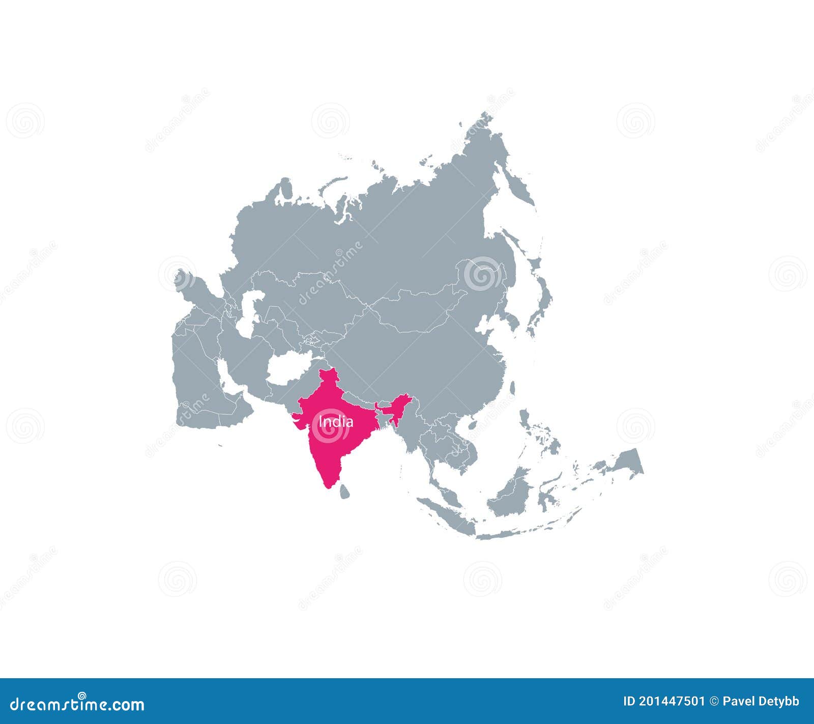 India on Asia Map Vector. Vector Illustration. Stock Vector ...