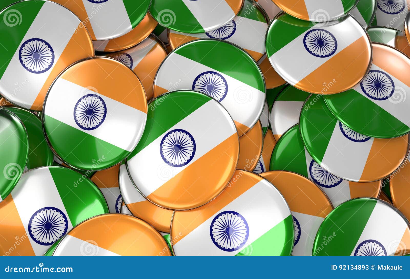 India Badges Background - Pile of Indian Flag Buttons. Stock ...