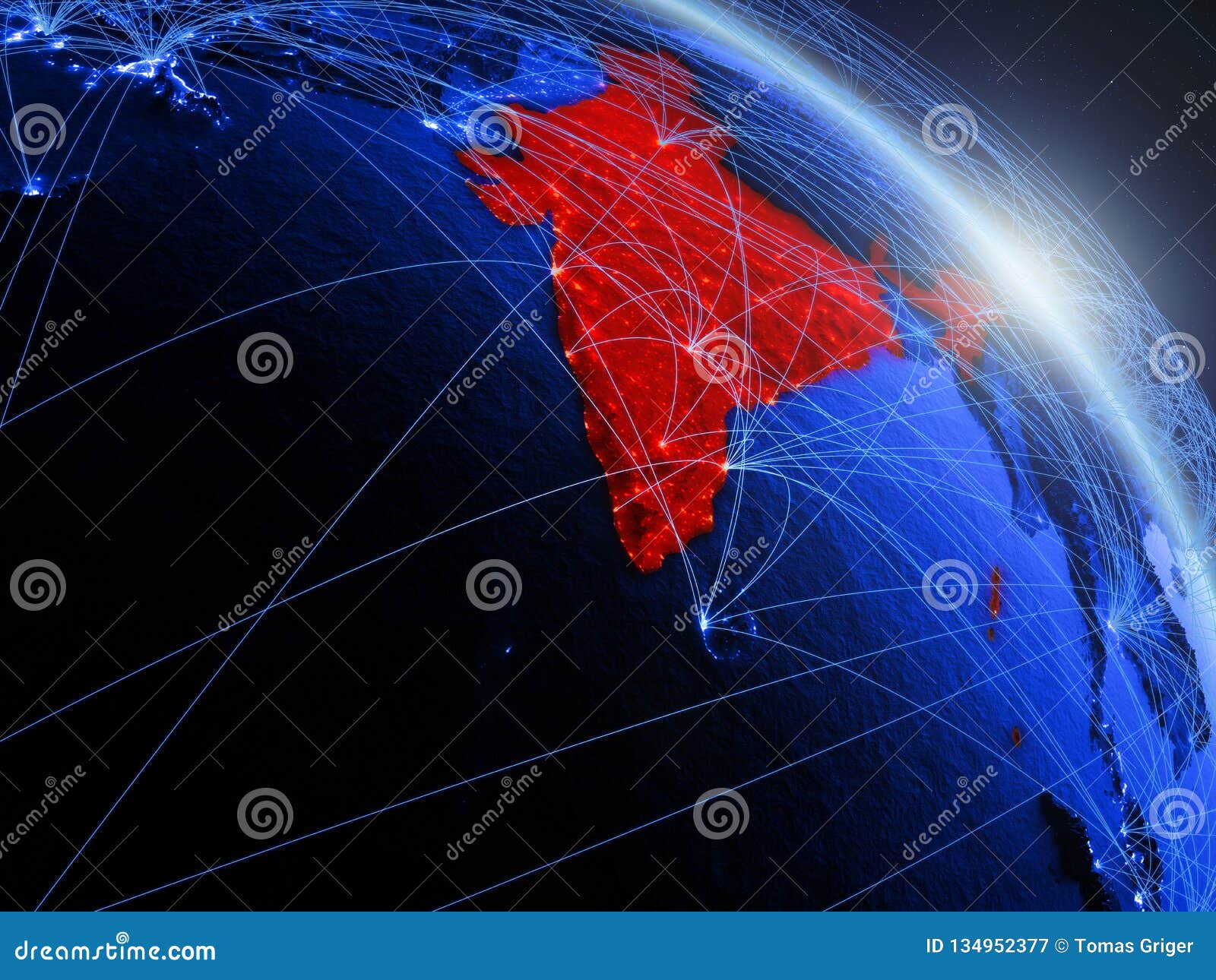India on Blue Blue Digital Globe Stock Illustration - Illustration of ...