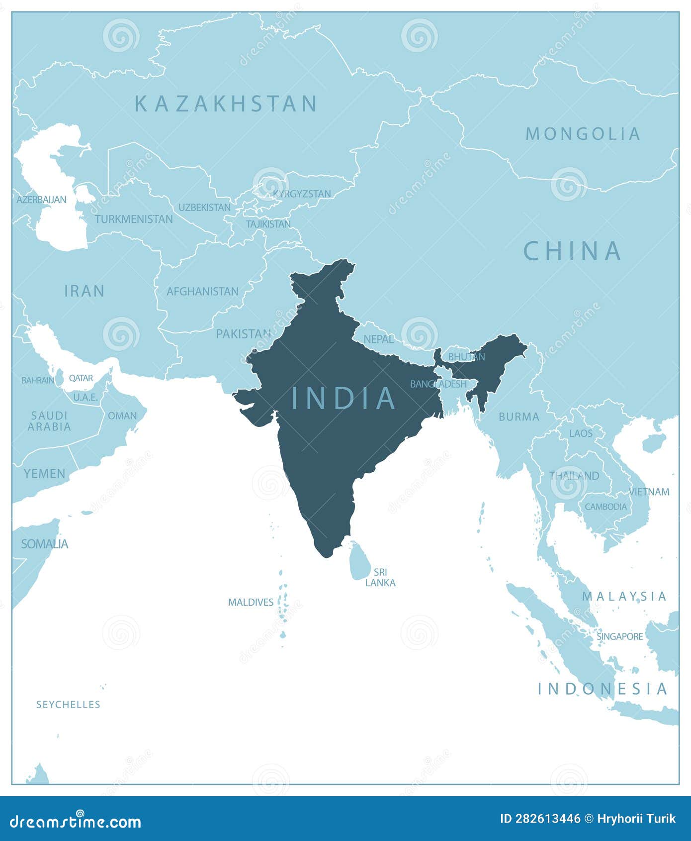 Map India.Sky Blue India Map. Map Of India Vector Silhouette.India ...