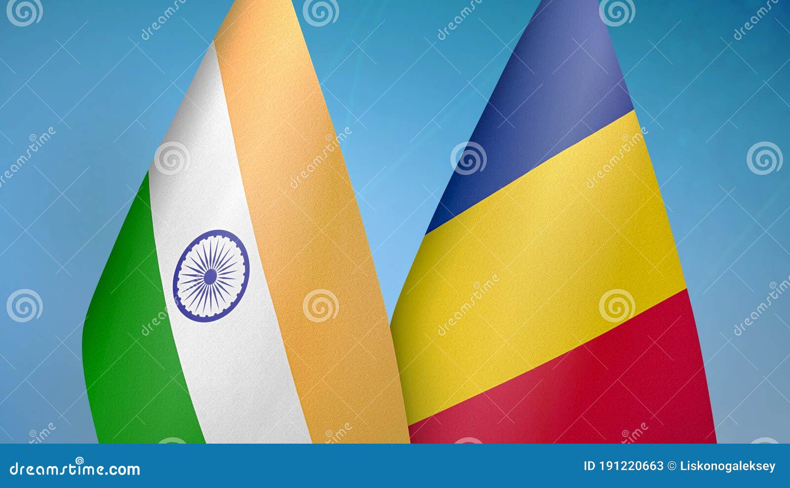 India and Chad two flags stock illustration. Illustration of national ...