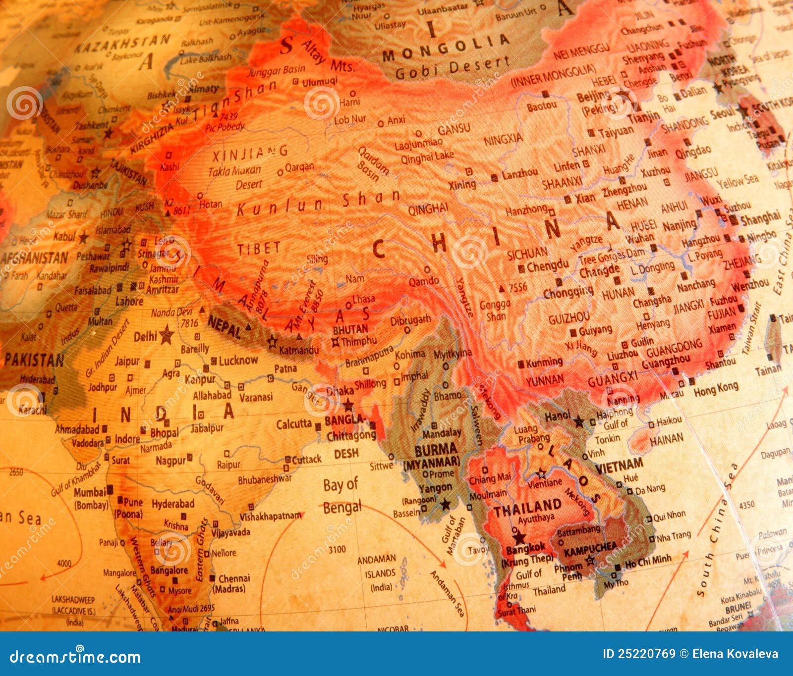 India - China Relations Concept. Flags Of India And China Painted On ...