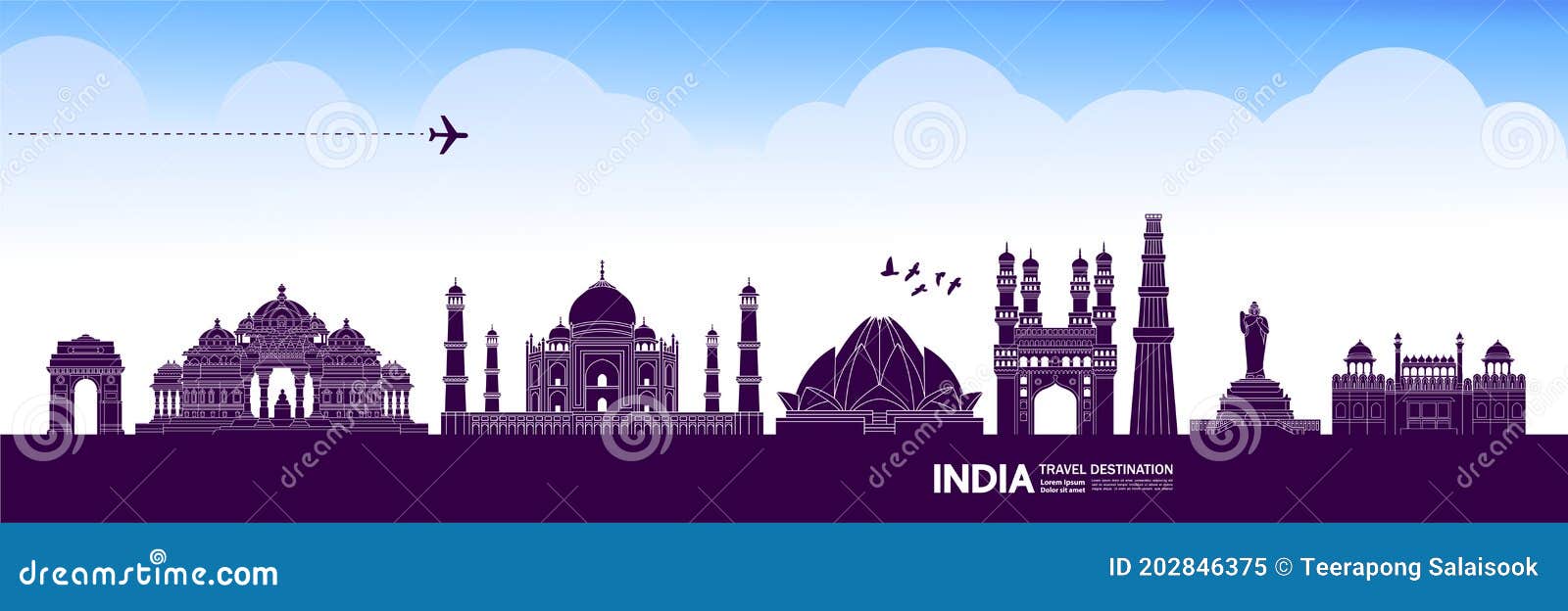 India Travel Destination Vector Illustration. Editorial Image ...