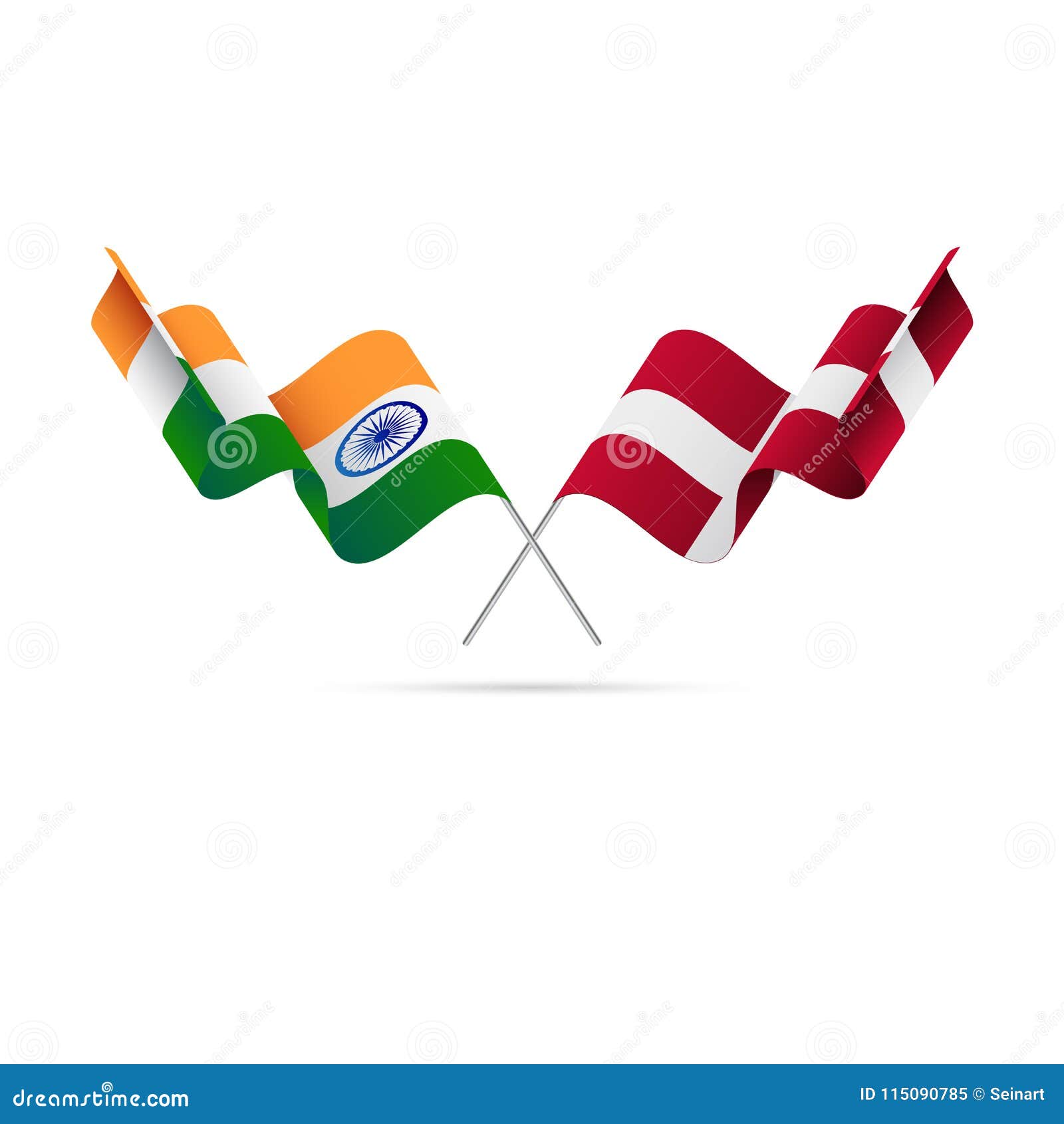 India and Denmark Flags. Vector Illustration. Stock Illustration ...