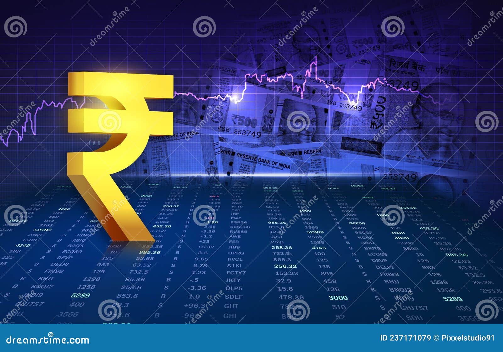 India Development Concept Illustration, 3d Rendering, Rupee Background ...