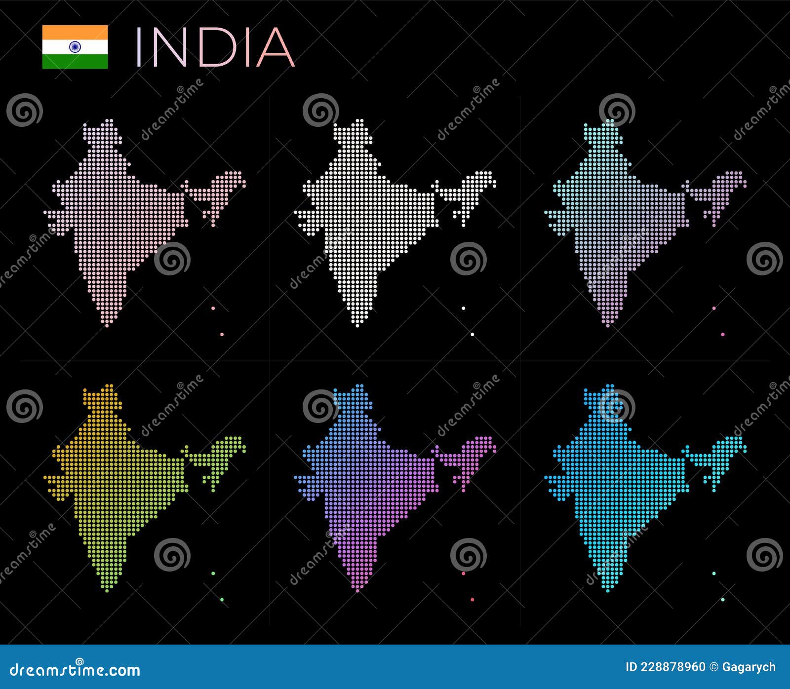 India dotted map set. stock vector. Illustration of cartography - 228878960
