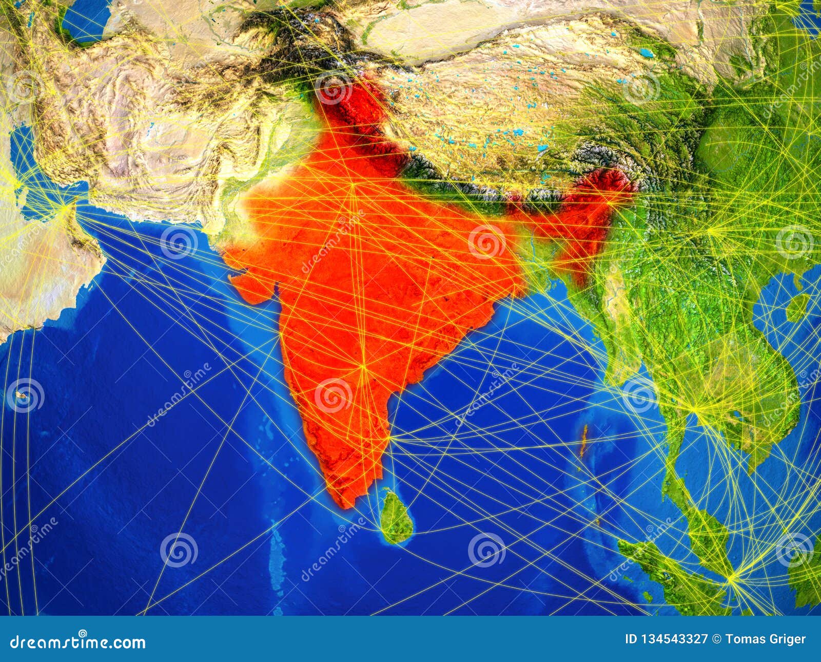 India on Earth with Network Stock Illustration - Illustration of indian ...